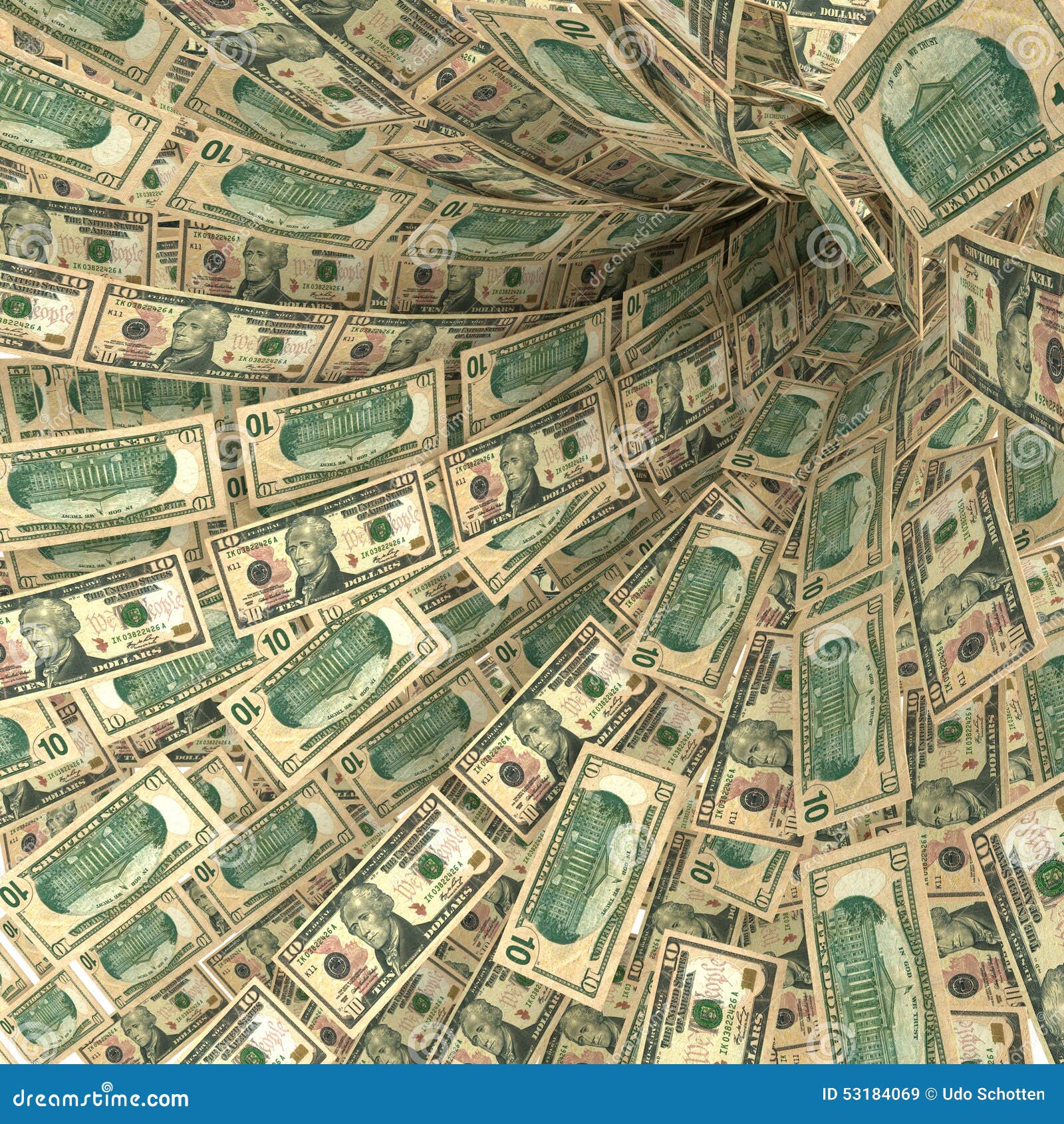 Money Swirl of 10 Dollar Bills Stock Image - Image of finance, america ...