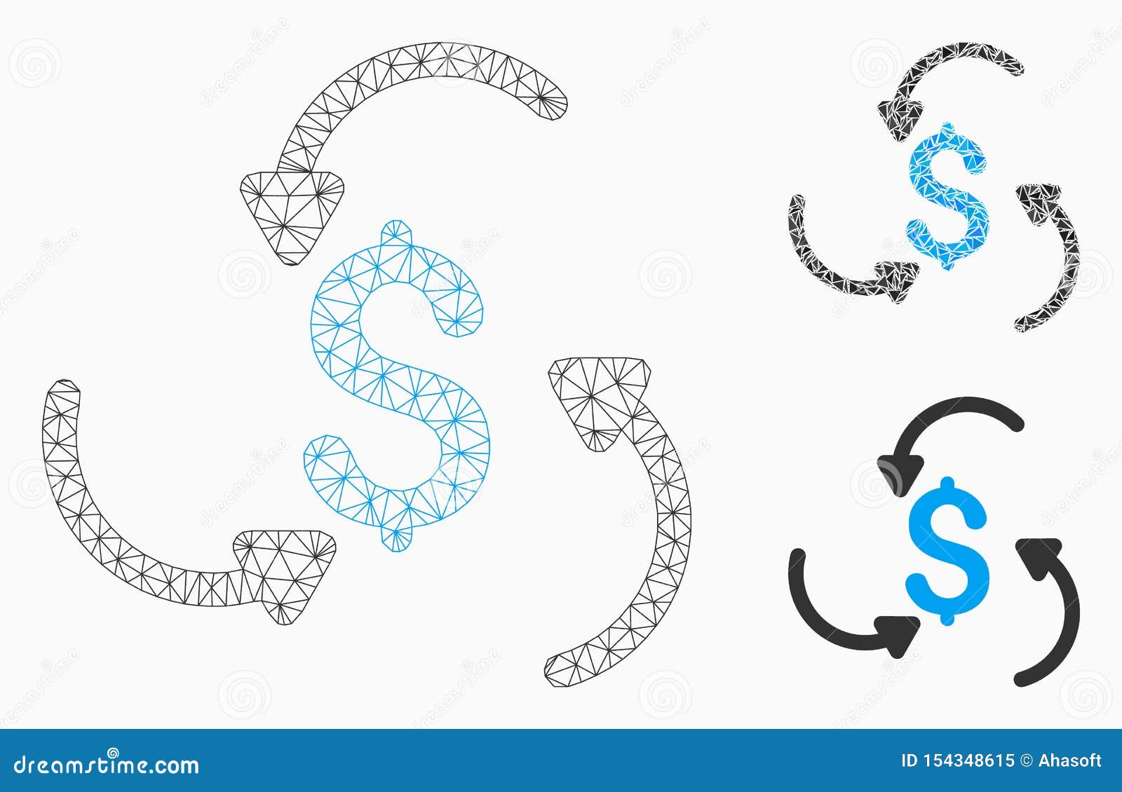 Money Swirl Vector Mesh 2D Model and Triangle Mosaic Icon Stock Vector ...