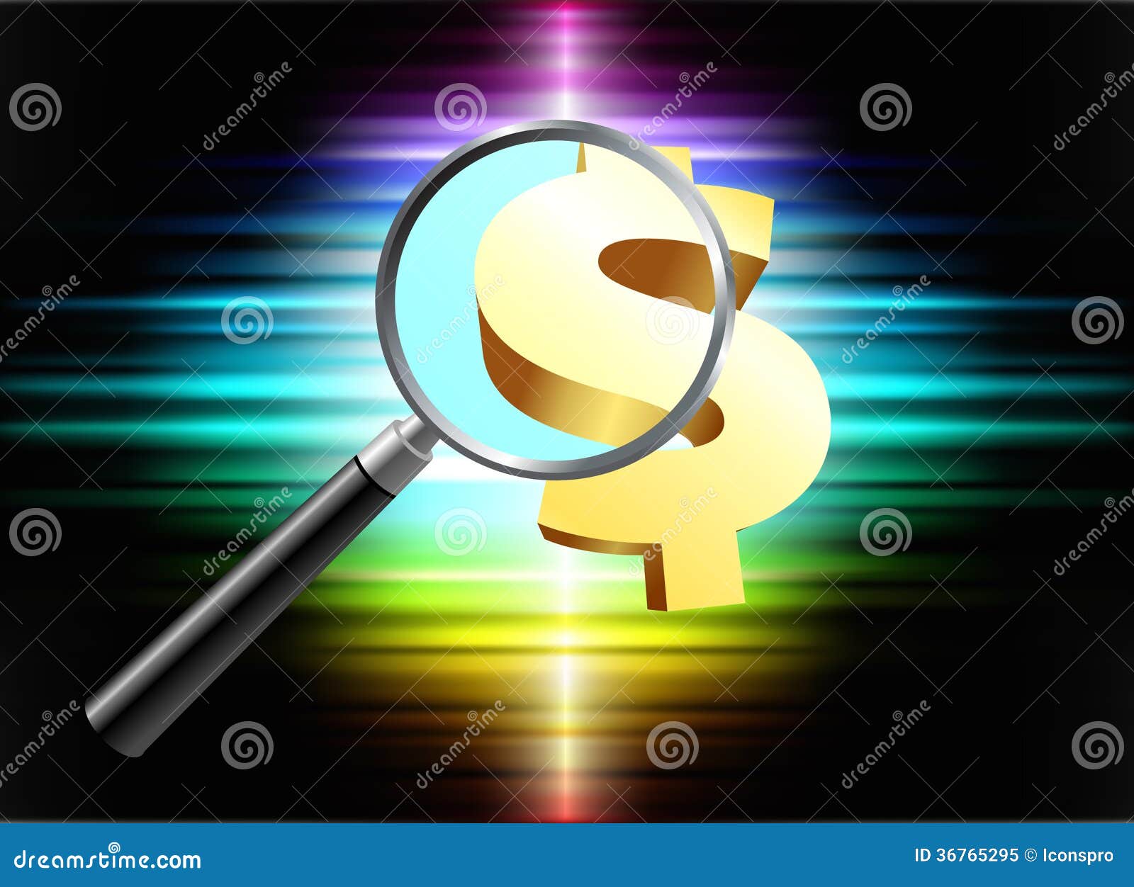 Money Symbol on Abstract Spectrum Background Stock Illustration ...