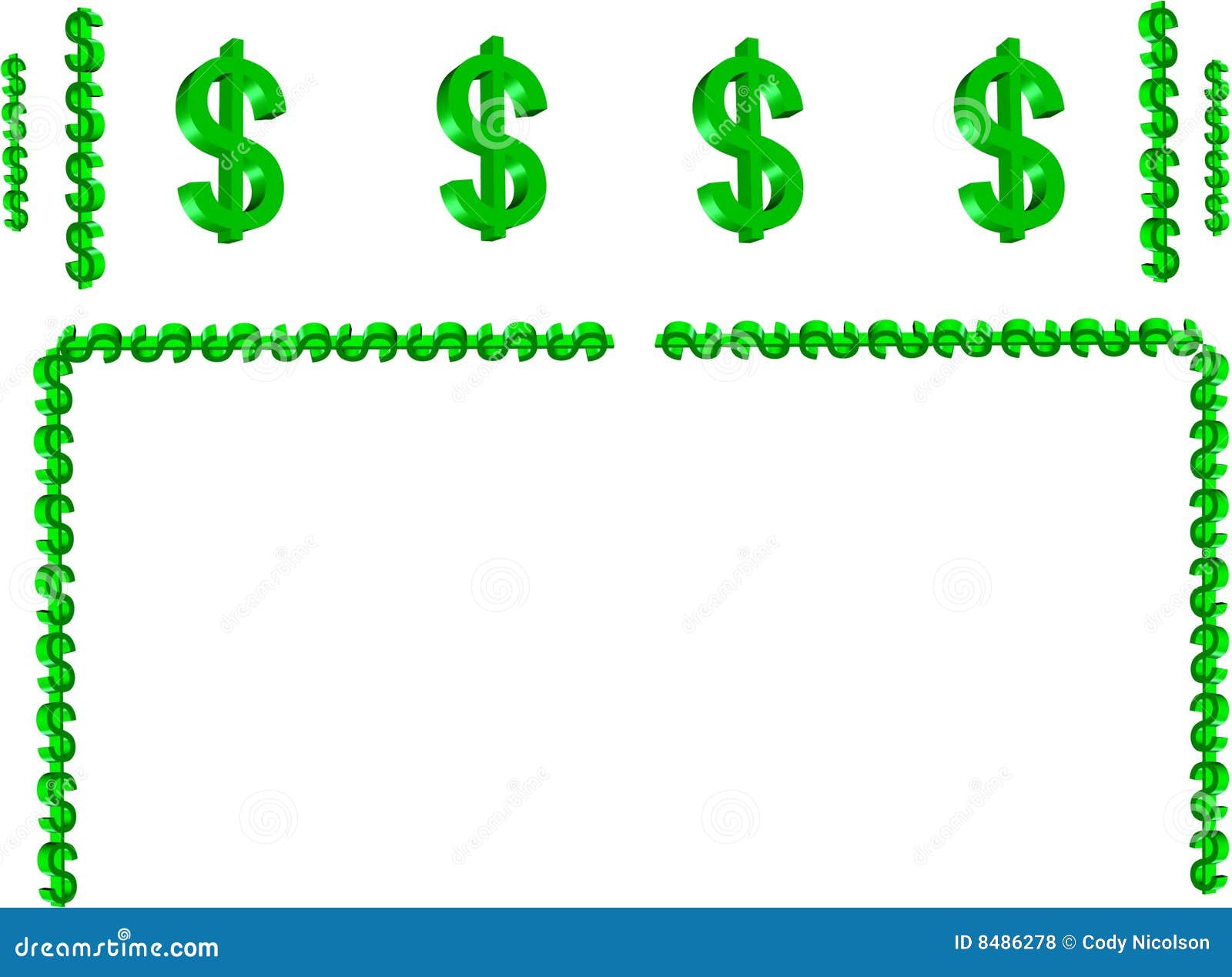 Money symbol border in 3d stock illustration. Image of color - 8486278