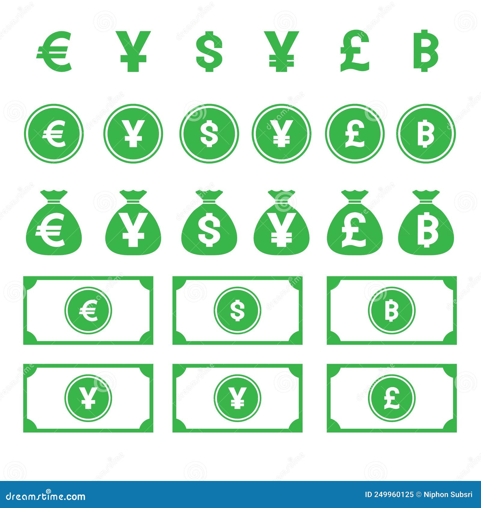 The Money Symbol Bundle Set Vector Image for Business Concept Stock ...