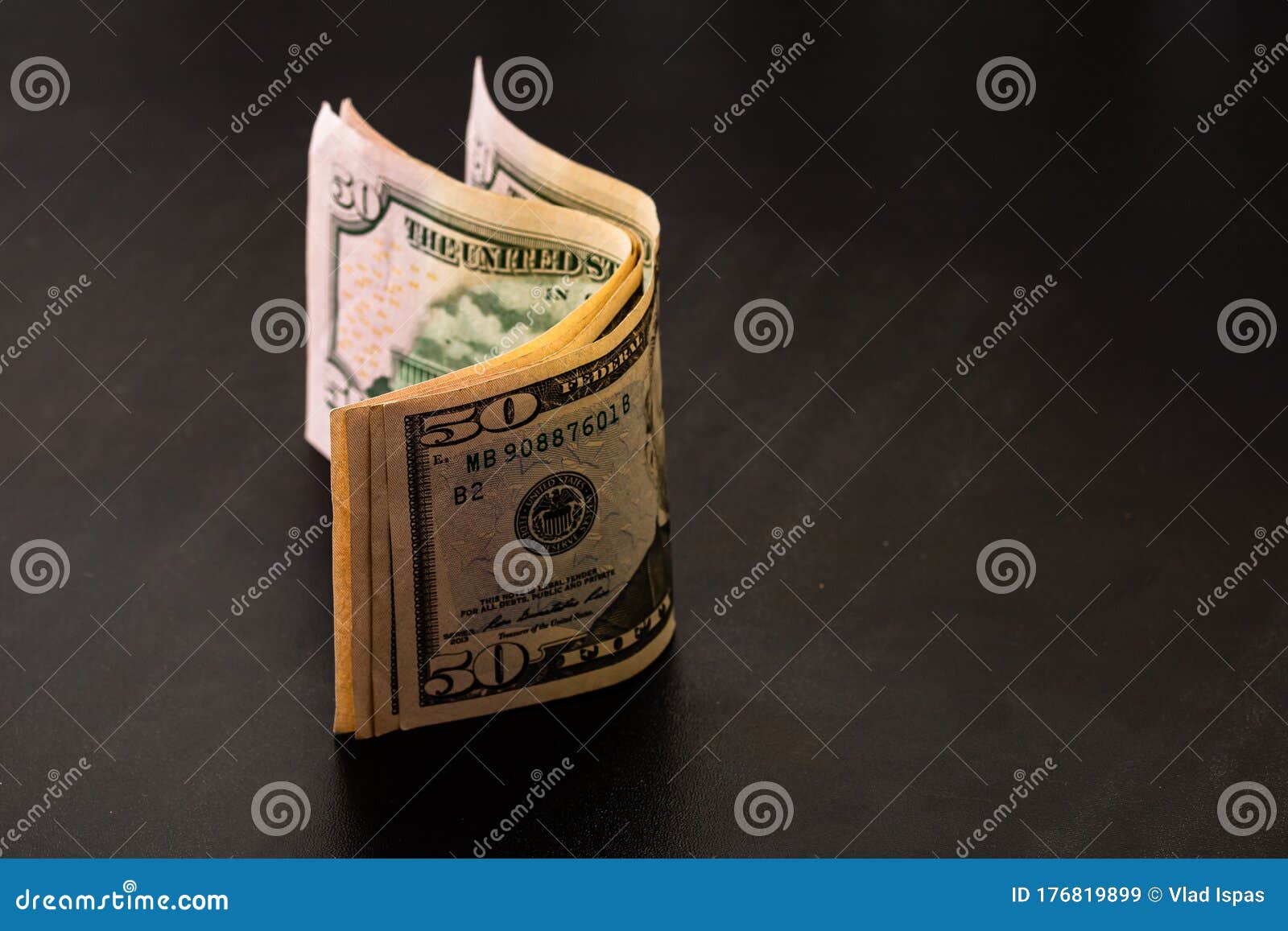 Money on the Table, Dollars on Black Table Stock Image - Image of ...