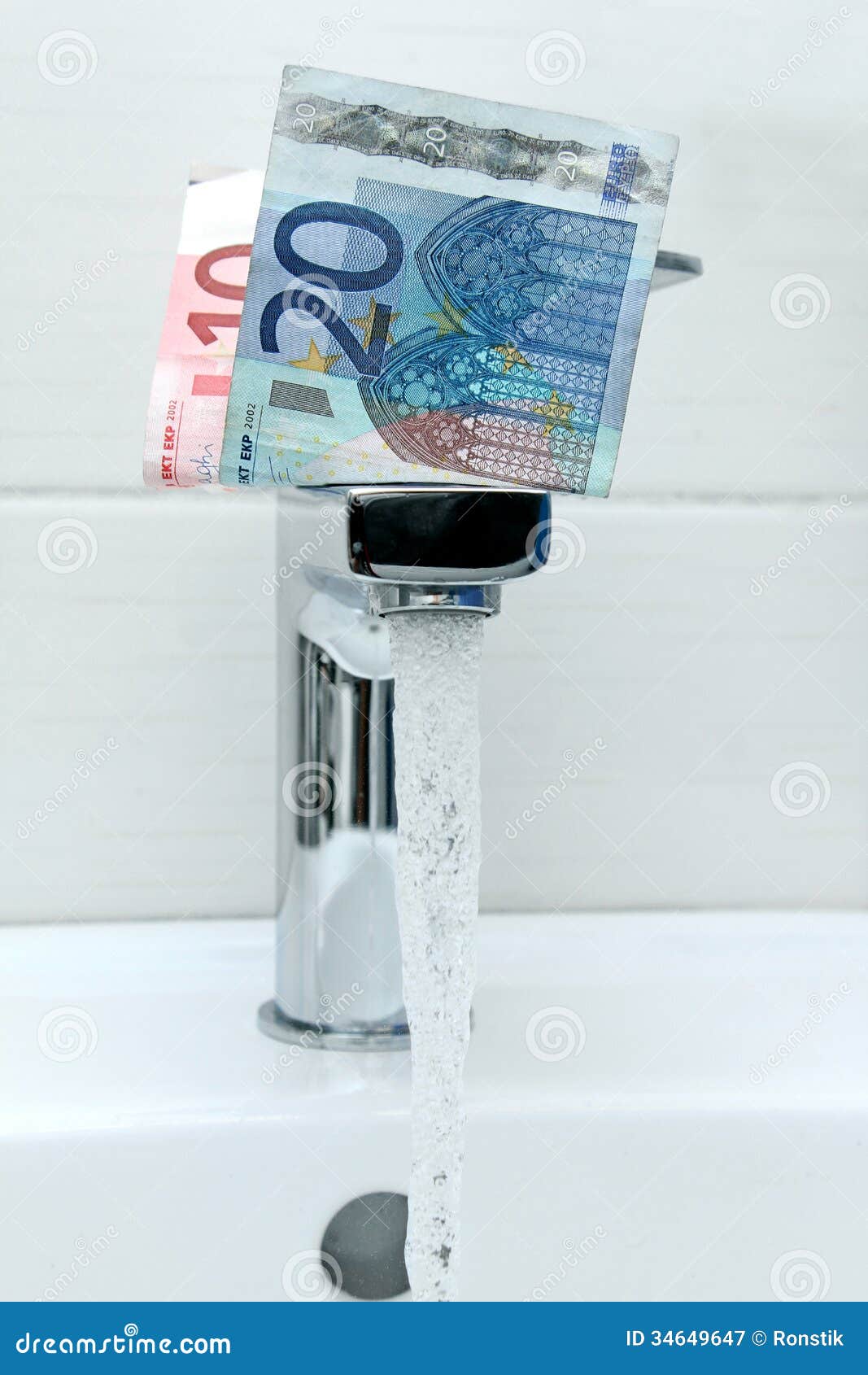 Money on the Tap and Flowing Water Stock Image - Image of faucet, home ...