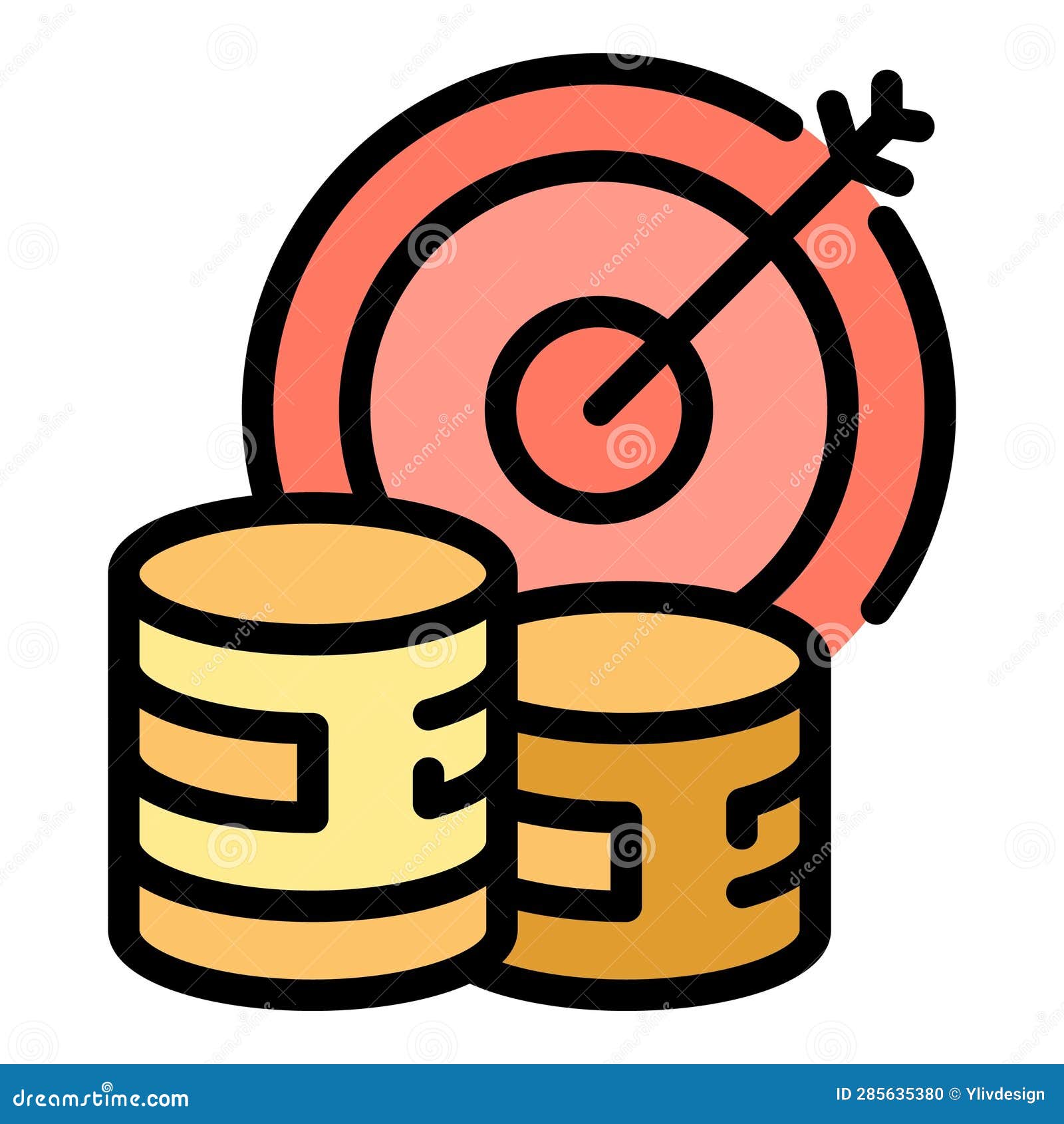 Money Target Icon Vector Flat Stock Illustration - Illustration of ...