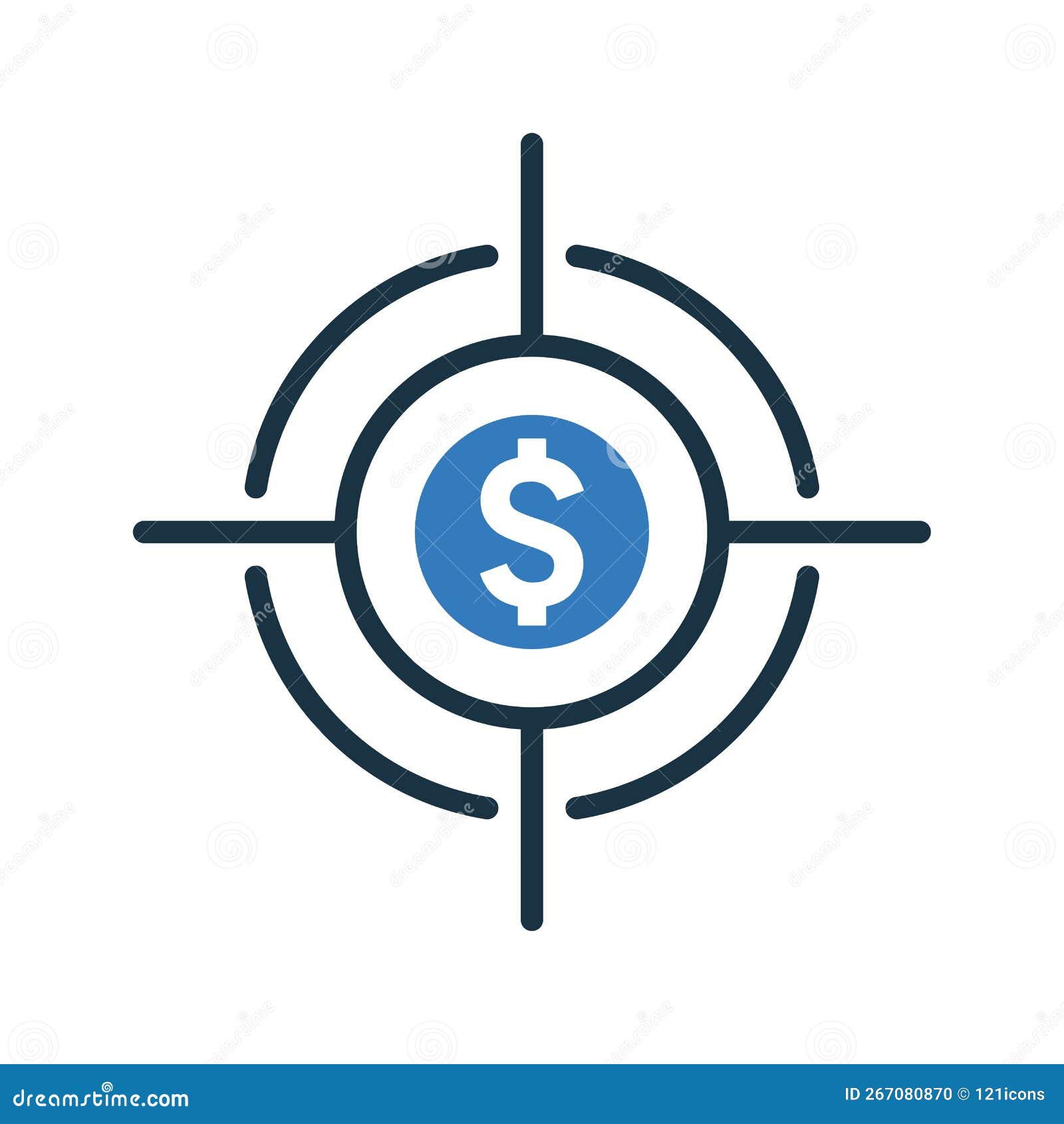 Money, target revenue icon stock illustration. Illustration of audience ...