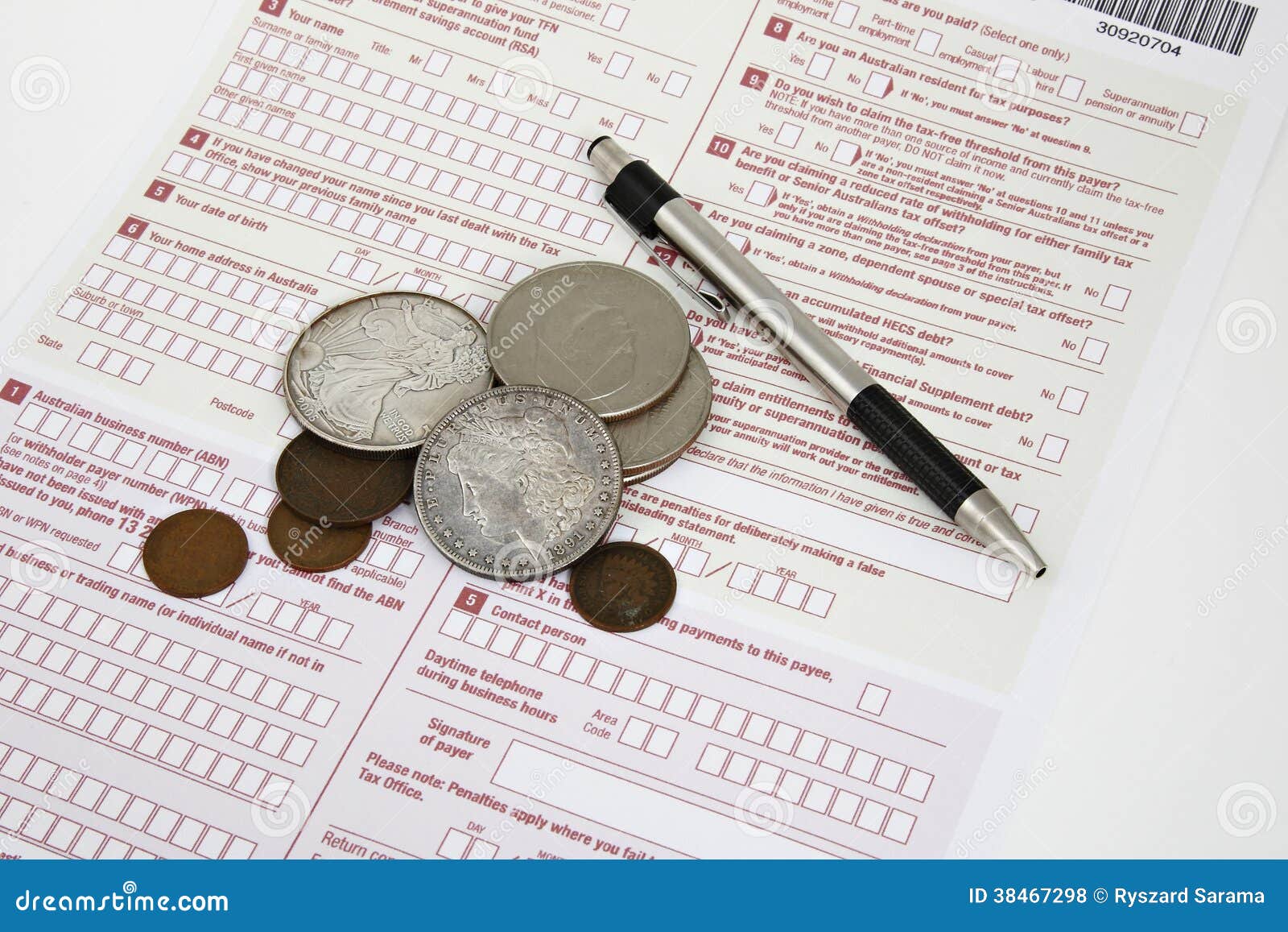 Money on the Tax Declaration Stock Photo - Image of document, financial ...