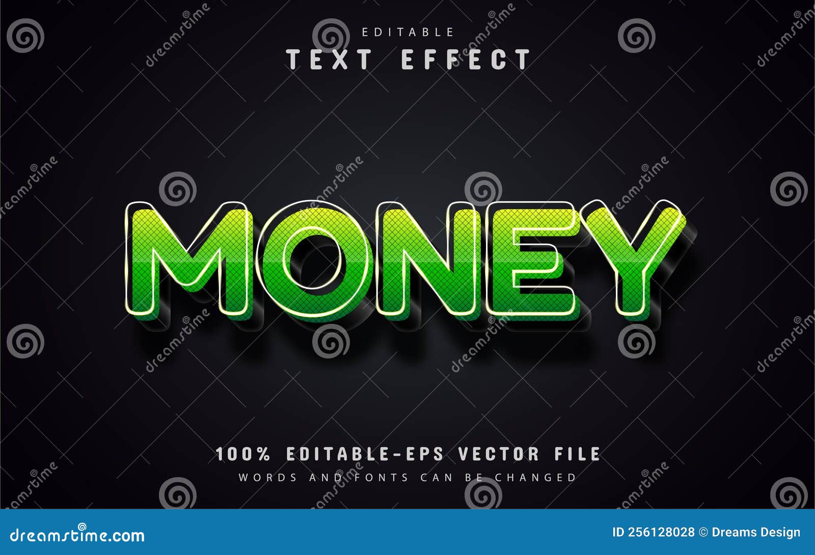 Money Text, 3d Green Gradient Text Effect Stock Vector - Illustration ...