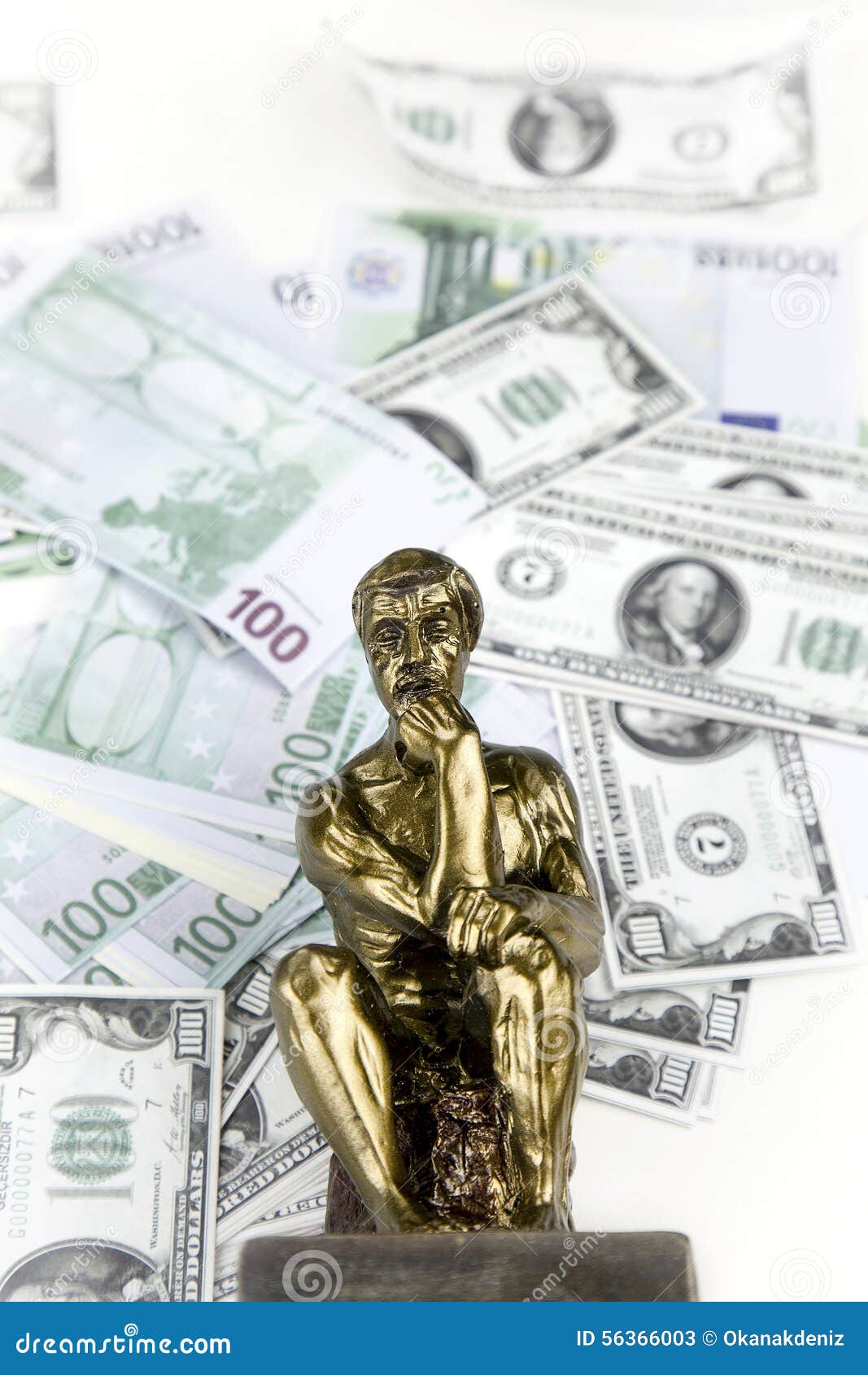 Money and Thinking Man Statue Stock Image - Image of idea, economy ...
