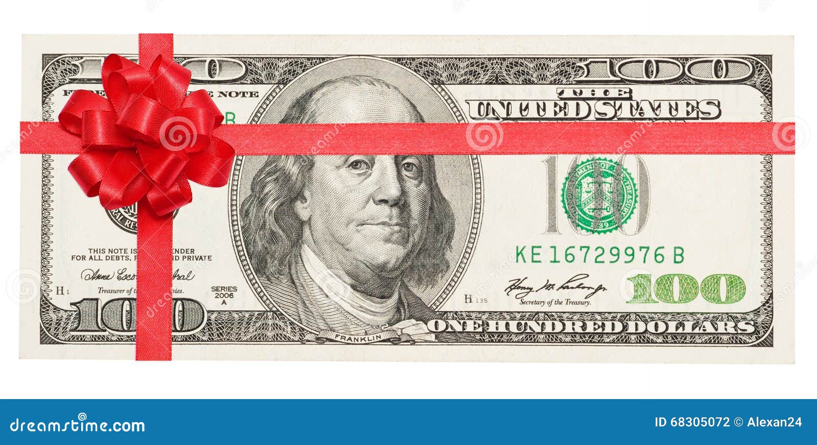 104 Dollars Tied Red Ribbon Isolated White Stock Photos - Free ...