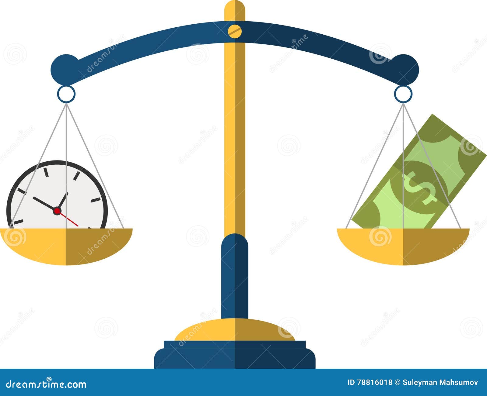 Money and Time Balance on the Scale. Business Concept Stock Vector ...