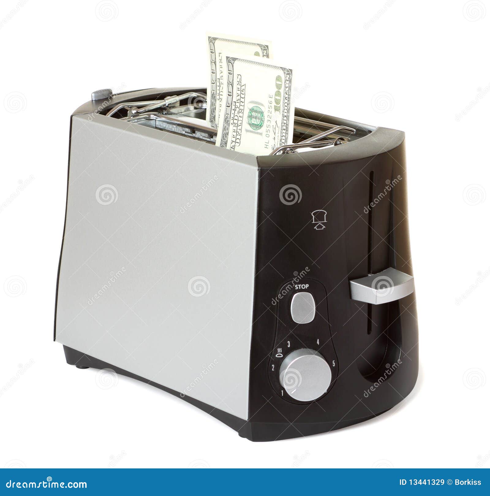 Money in toaster stock image. Image of utensil, grey - 13441329