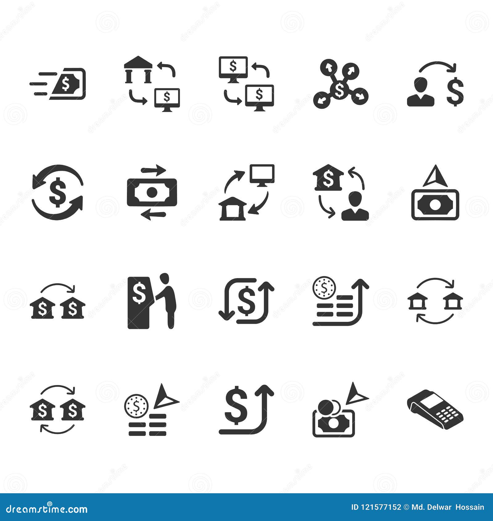 Money Transaction Icons - Gray Version Stock Vector - Illustration of ...