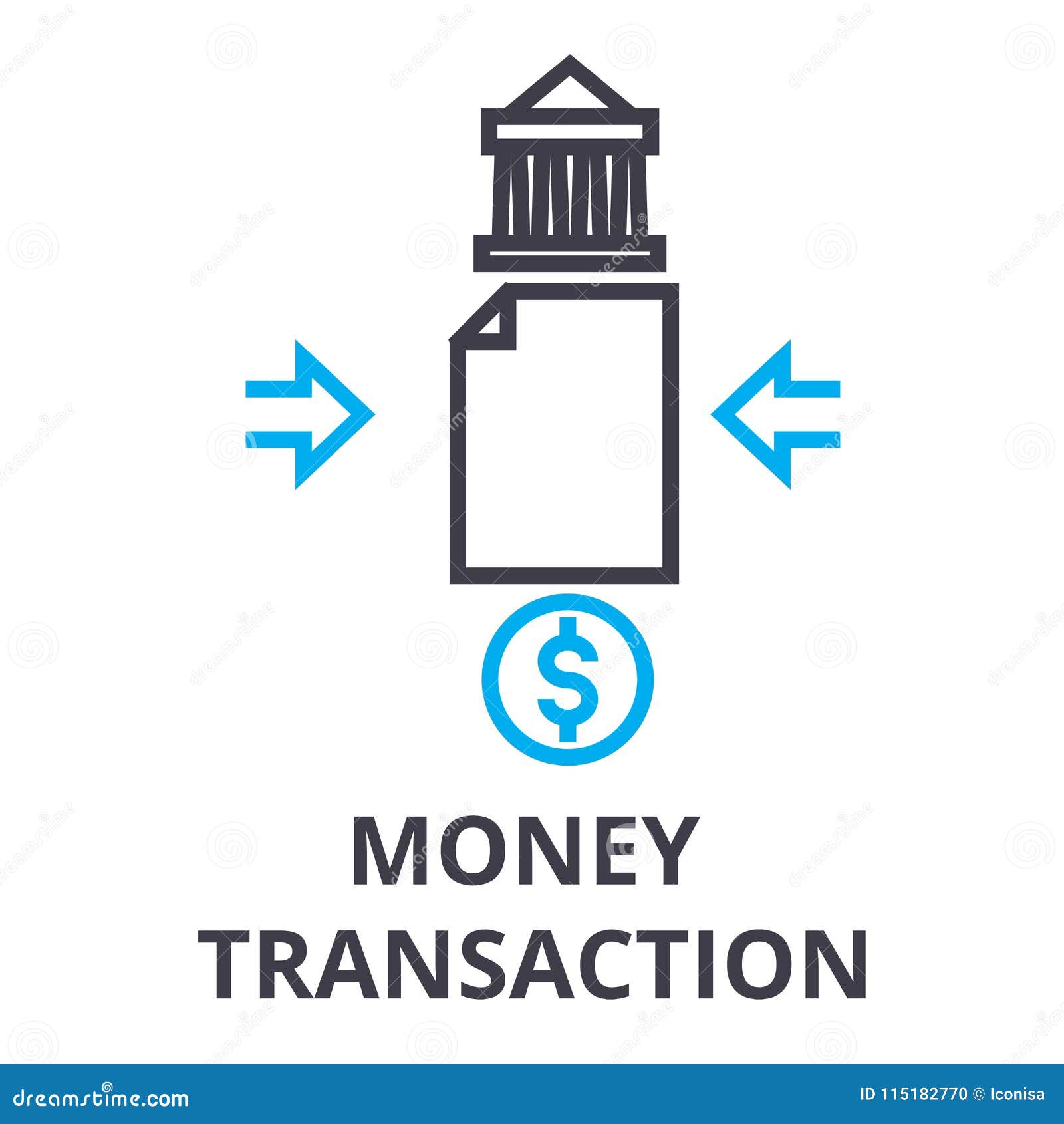 Money Transaction Thin Line Icon, Sign, Symbol, Illustation, Linear ...