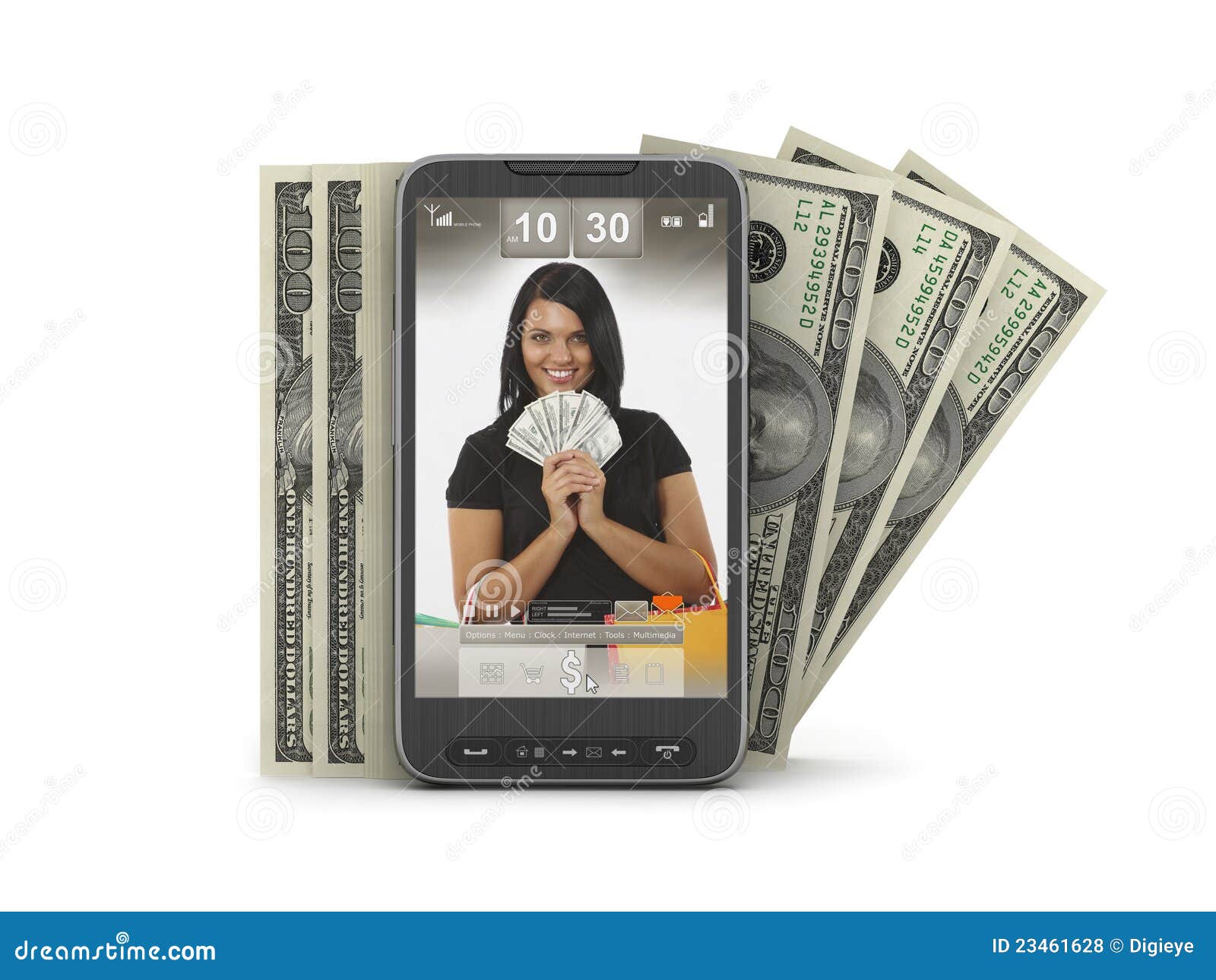 Money Transactions by Cell Phone Stock Photo - Image of phone ...