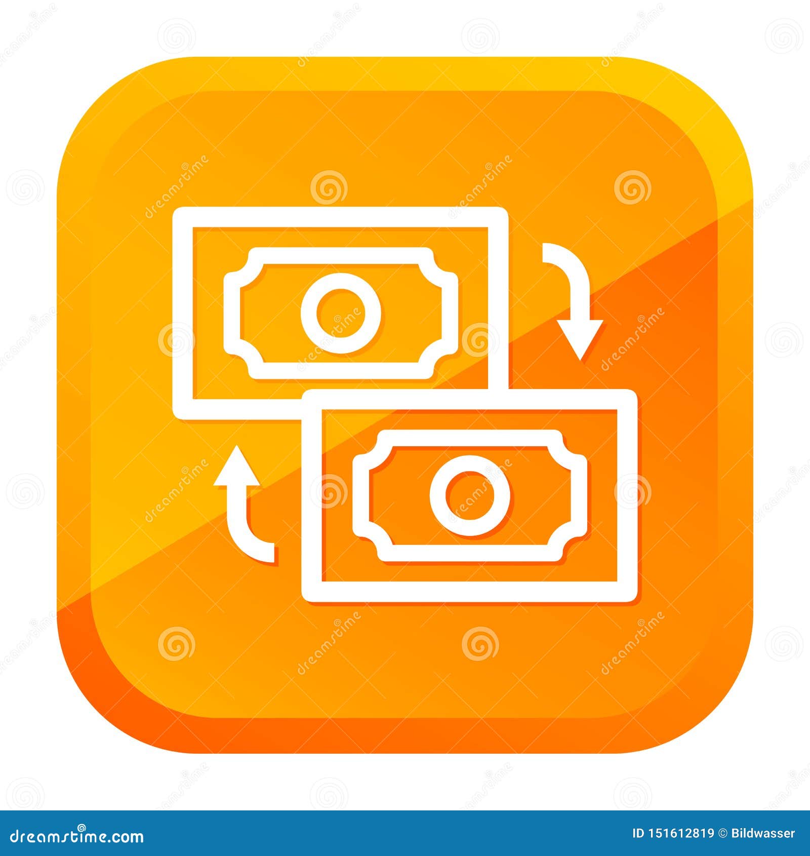 Money Transfer Icon. Yellow Button Stock Vector - Illustration of ...