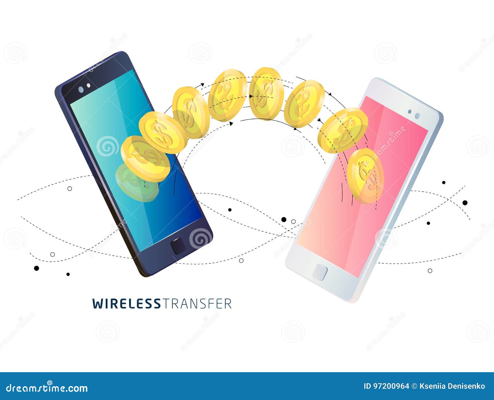 Money Transfer between Phones. Stock Vector - Illustration of cash ...