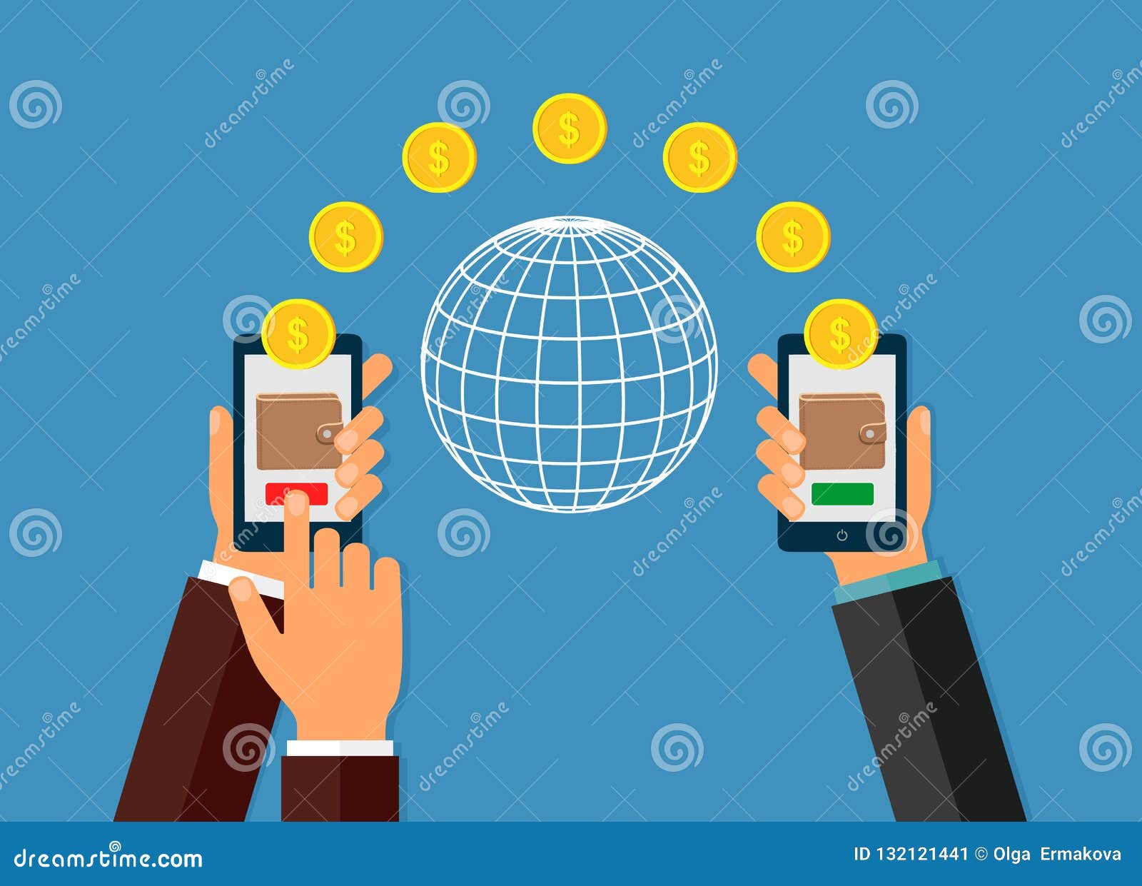 Money Transfer Using Mobile Device, Smart Phone with Banking Payment ...