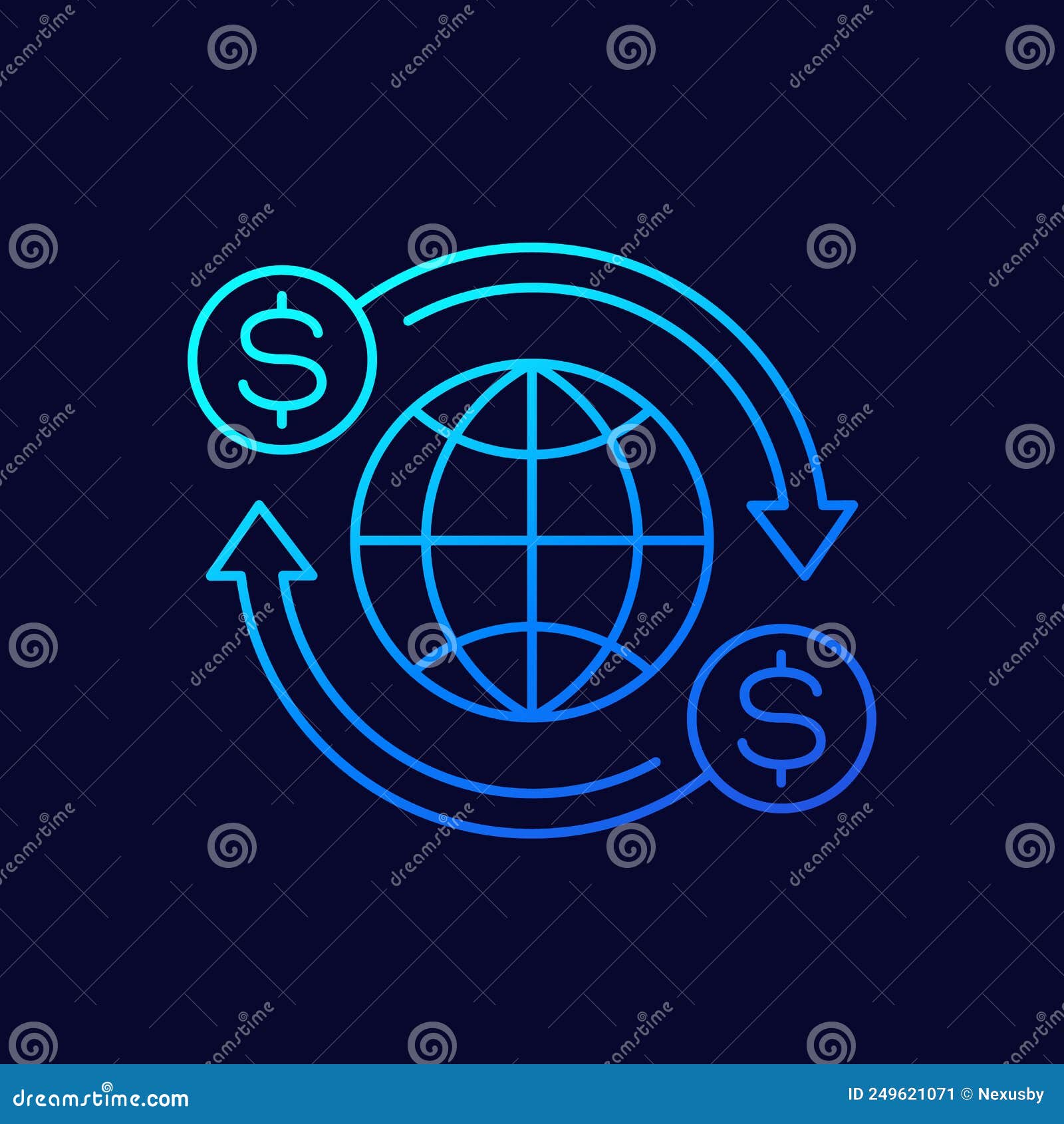 Money Transfer Worldwide Icon, Linear Design Stock Vector ...