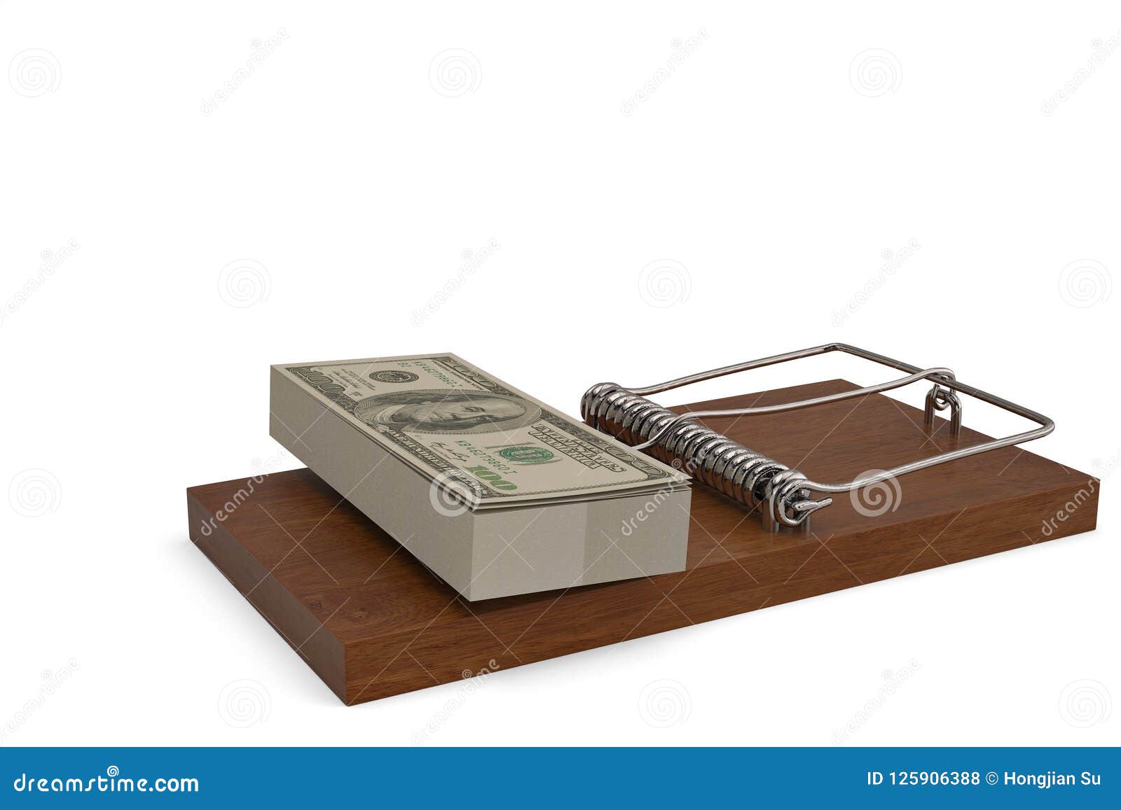 Money Trap and Dollars on Mouse Trap. 3D Illustration. Stock ...