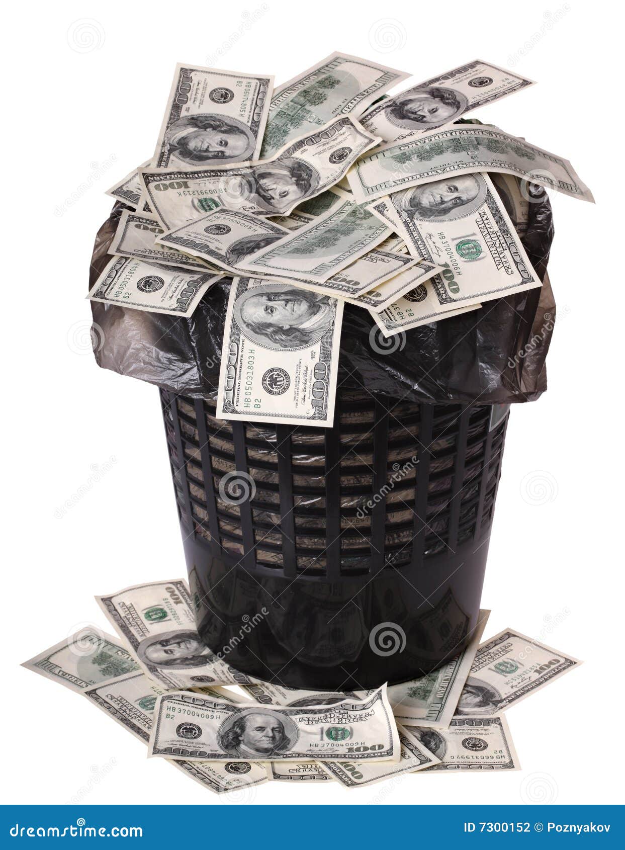 A Money is in a Trash Bucket. Stock Photo - Image of isolated, dollar ...