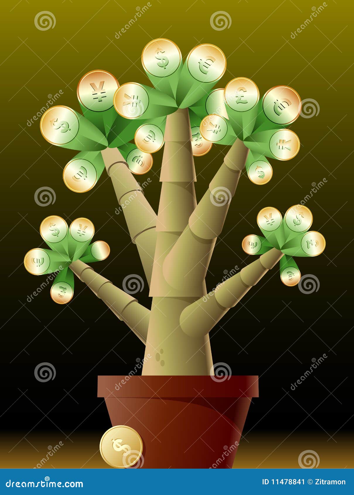Money Tree stock vector. Illustration of vector, grow - 11478841