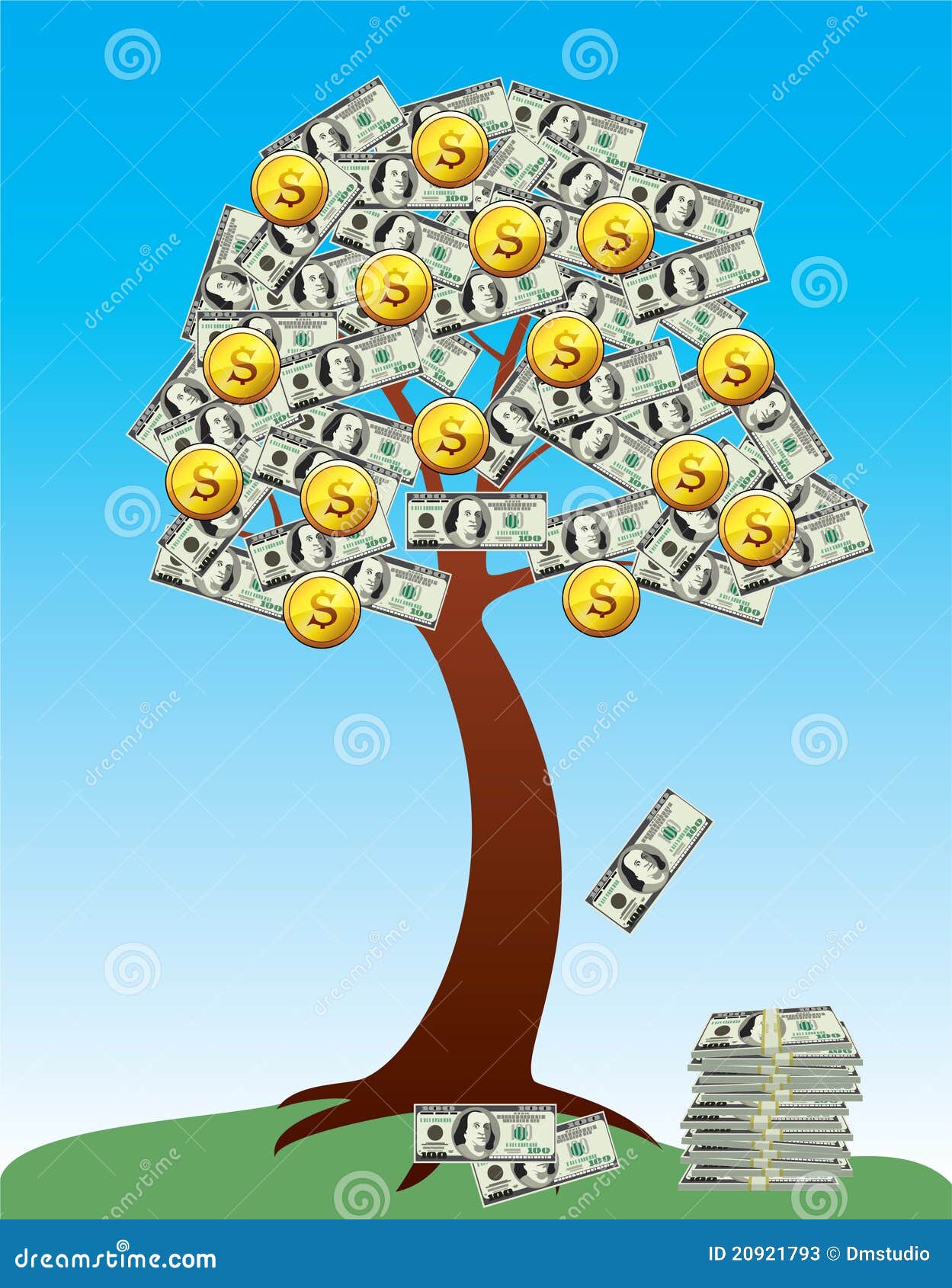 Money tree stock vector. Illustration of financial, income - 20921793