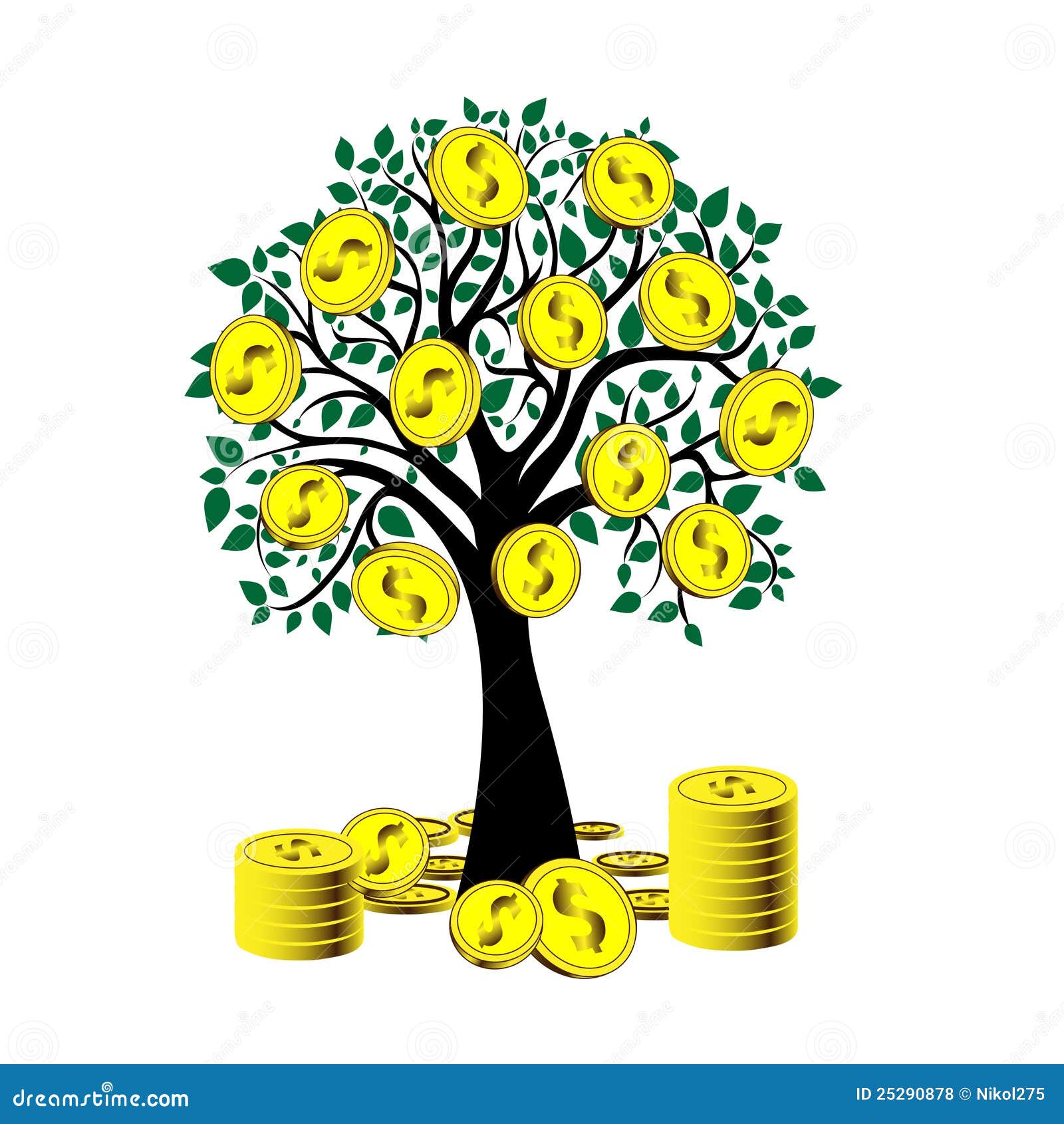 Money tree stock vector. Illustration of tree, prosperity - 25290878