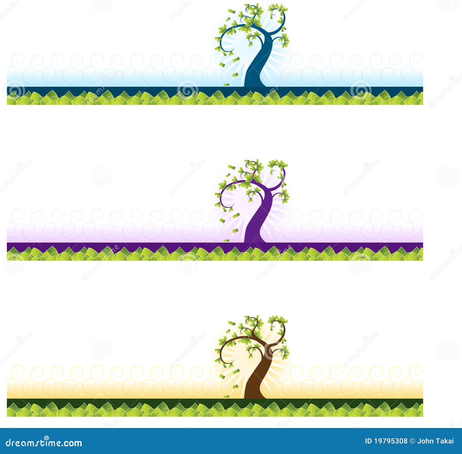 Money Tree Banner Set stock vector. Illustration of pile - 19795308