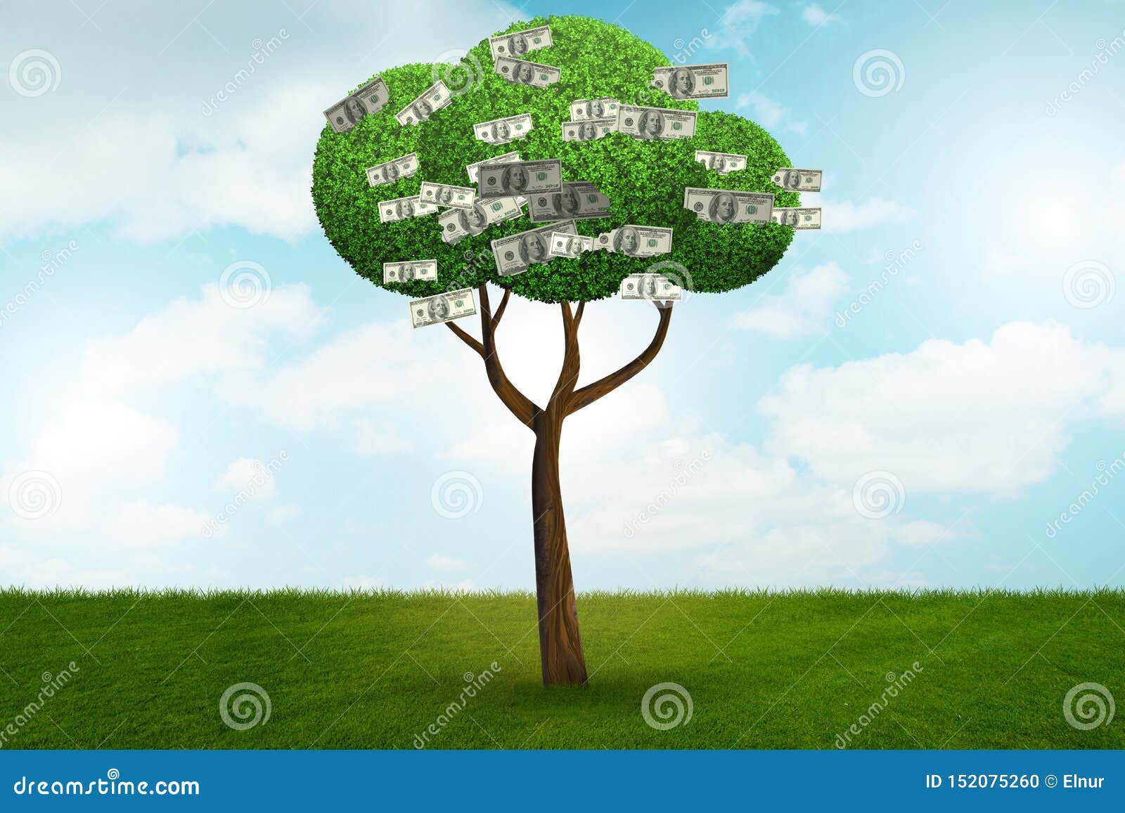 Money Tree in Business Concept - 3d Rendering Stock Illustration ...