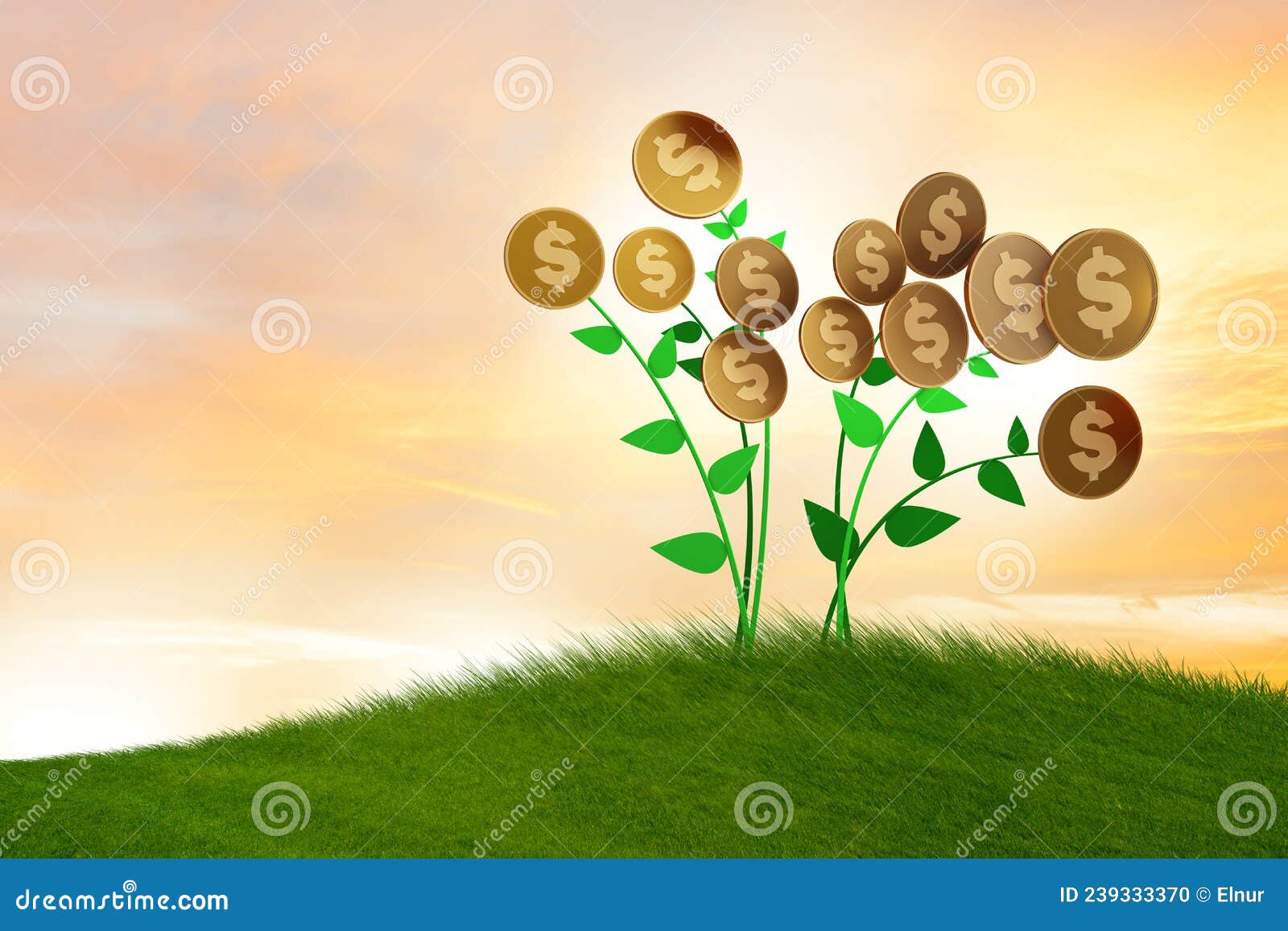 Money Tree in Business Concept - 3d Rendering Stock Illustration ...