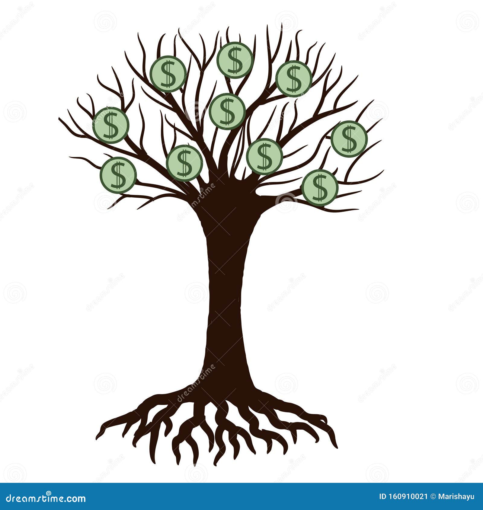 Money on the tree cartoon stock vector. Illustration of investment ...
