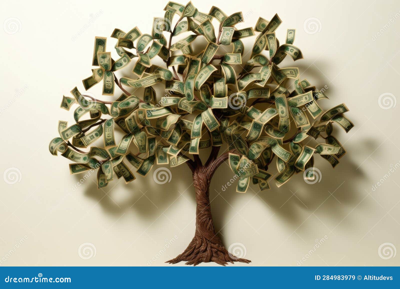 Money Tree Casting Shadow of Dollar Sign Stock Illustration ...