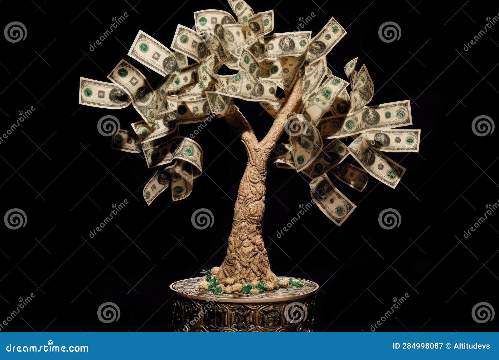 Money Tree Casting Shadow of Dollar Sign Stock Illustration ...