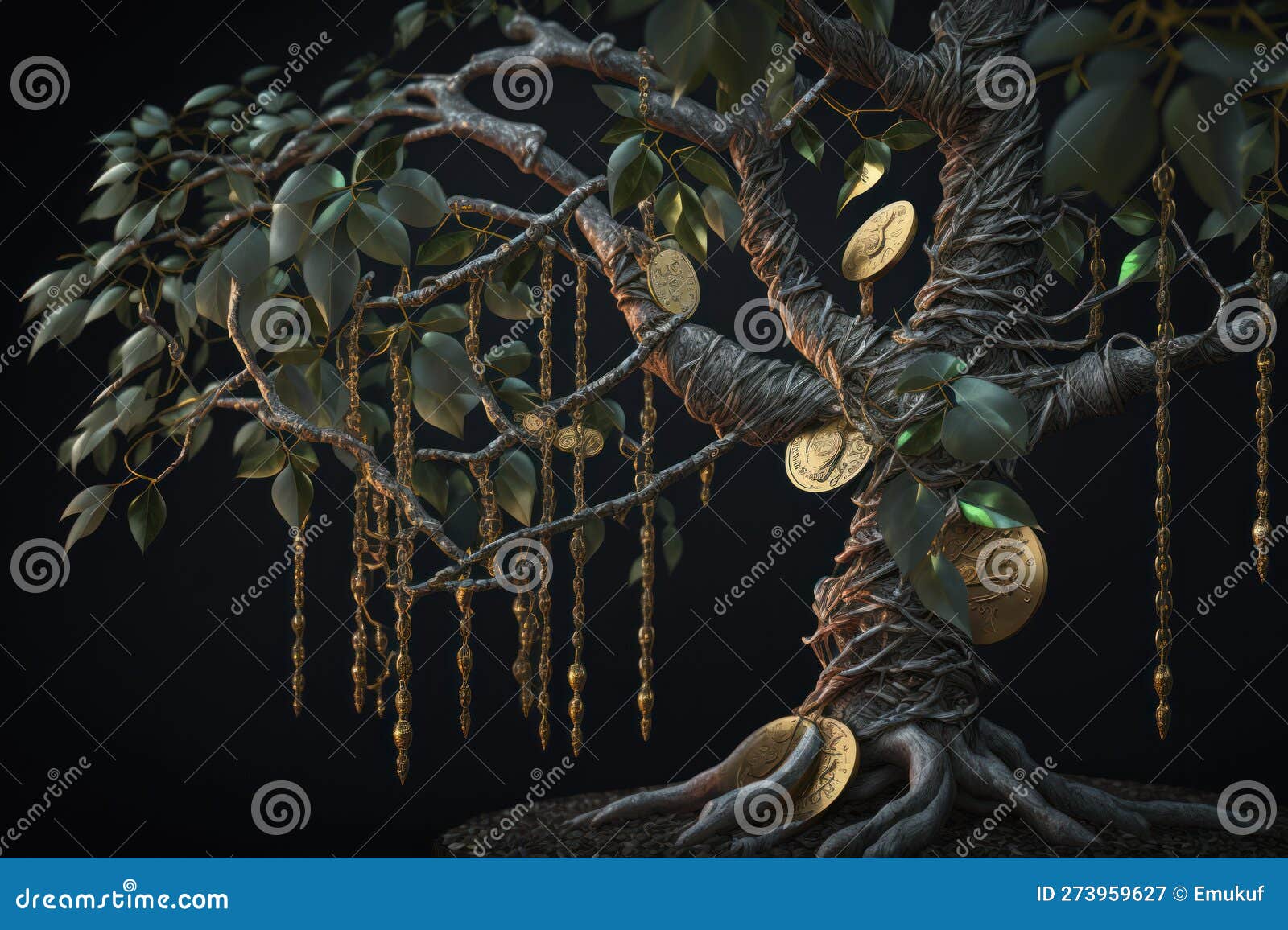 Money Tree with Coins Investment Generative AI Stock Illustration ...