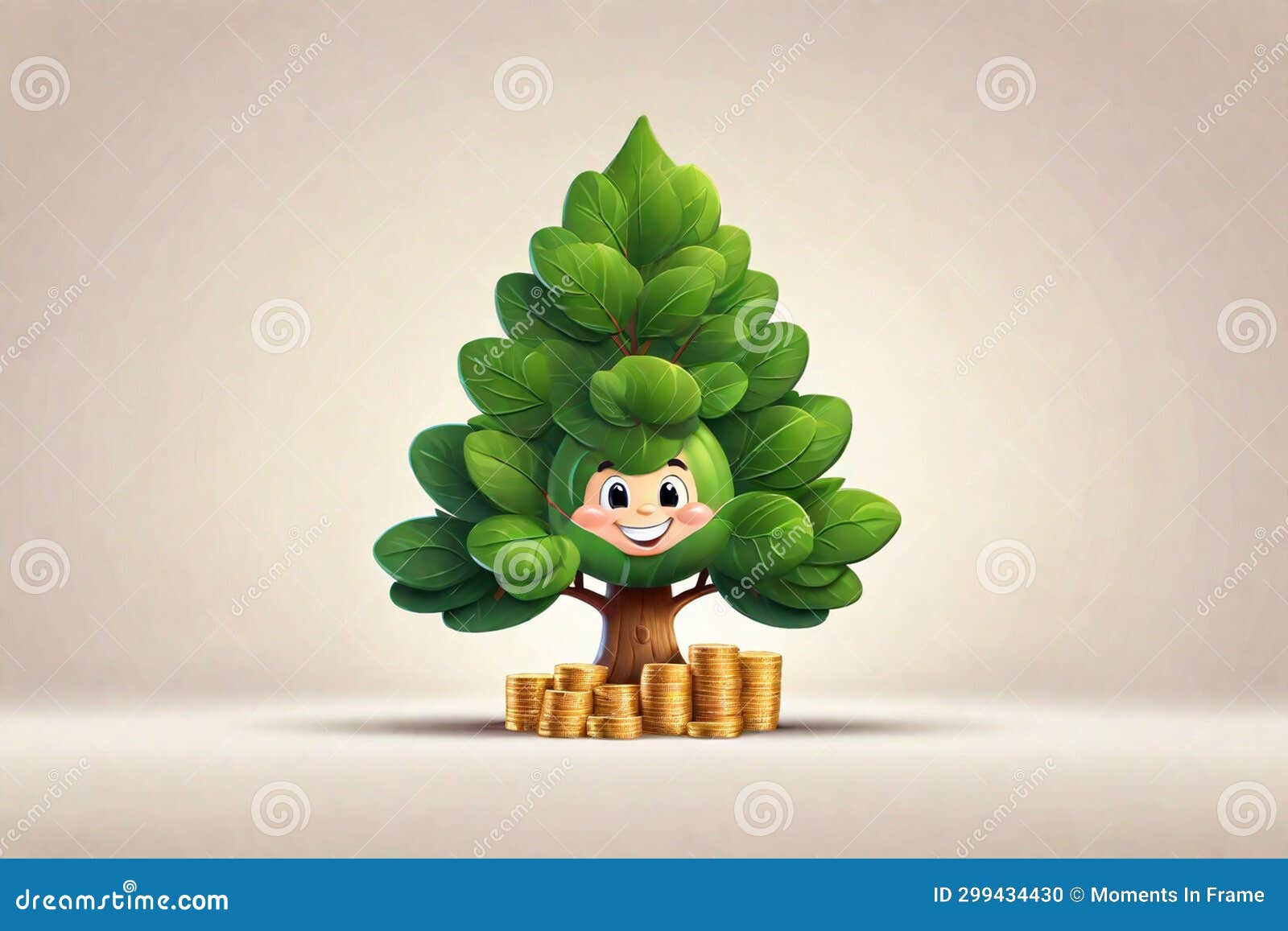 Money Tree with Coins on a Light Background Stock Illustration ...