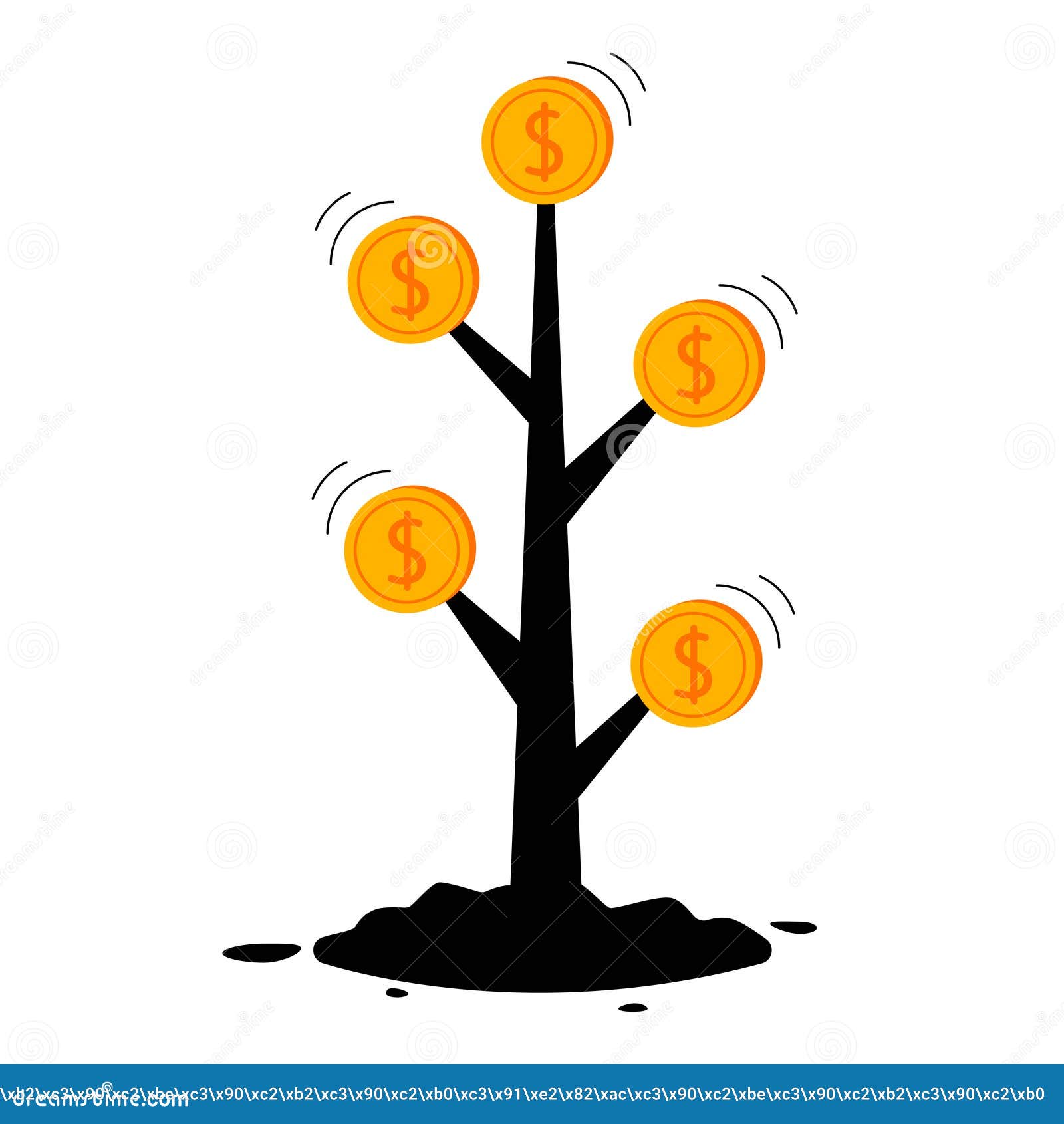 Money tree with coins stock vector. Illustration of currency - 258476207