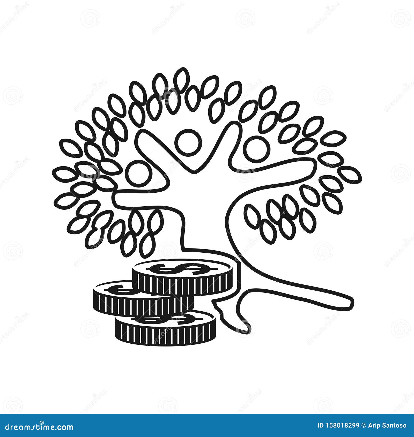 Money Tree Commitment Teamwork Together Outline Logo Stock Vector ...