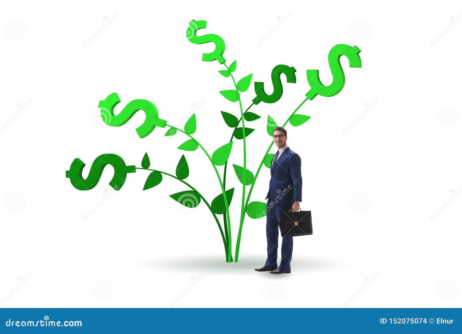 Money Tree Concept with Businessman in Growing Profits Stock Photo ...