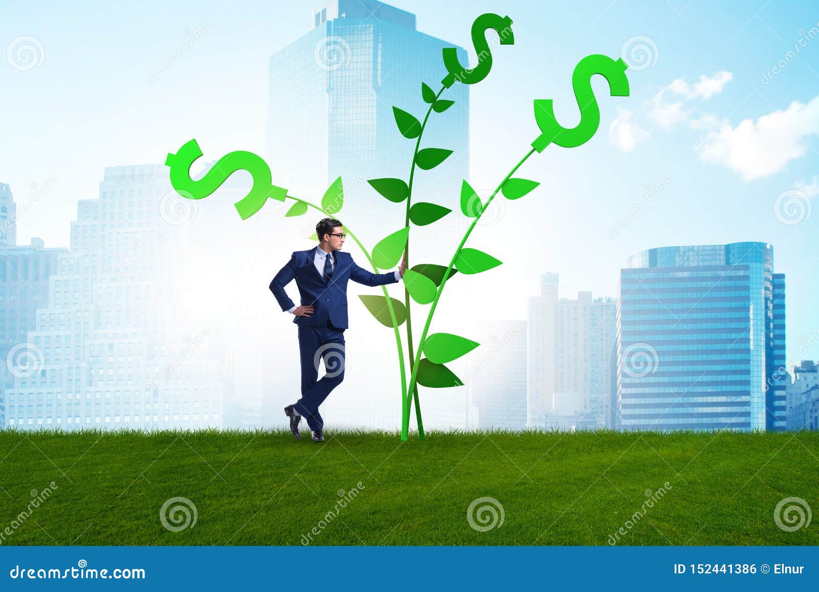 Money Tree Concept with Businessman in Growing Profits Stock Photo ...