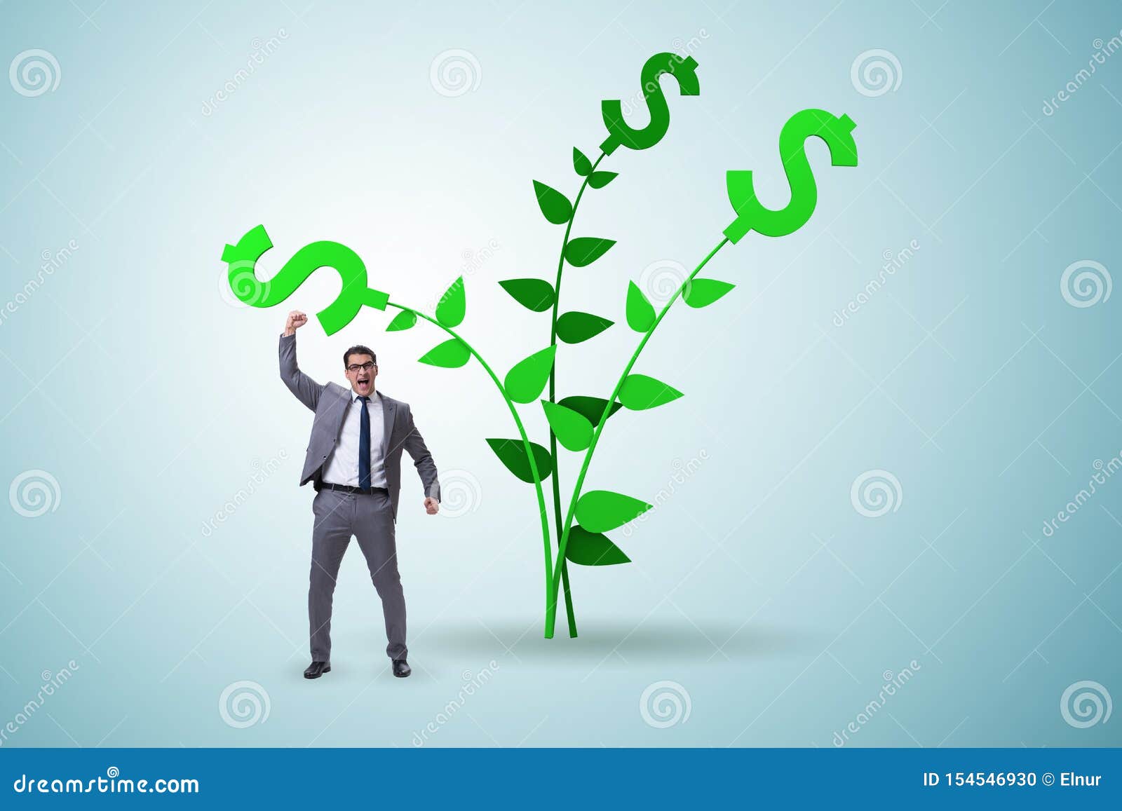 Money Tree Concept with Businessman in Growing Profits Stock Photo ...