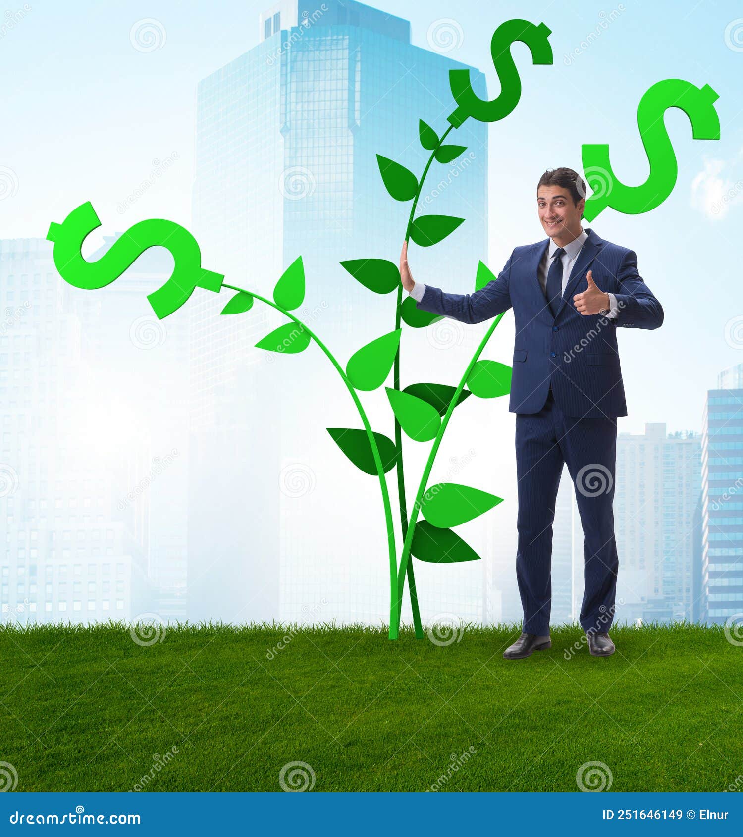 Money Tree Concept with Businessman in Growing Profits Stock Image ...