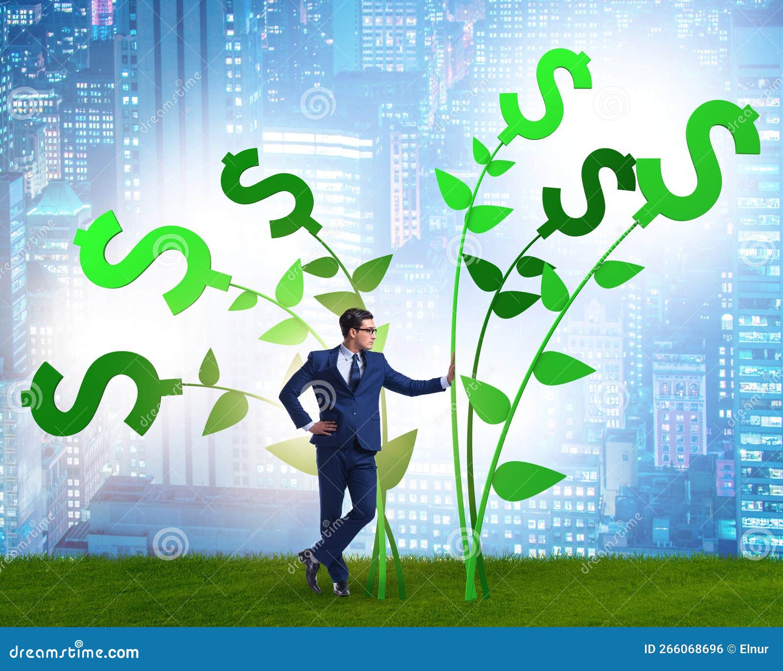 Money Tree Concept with Businessman in Growing Profits Stock Photo ...
