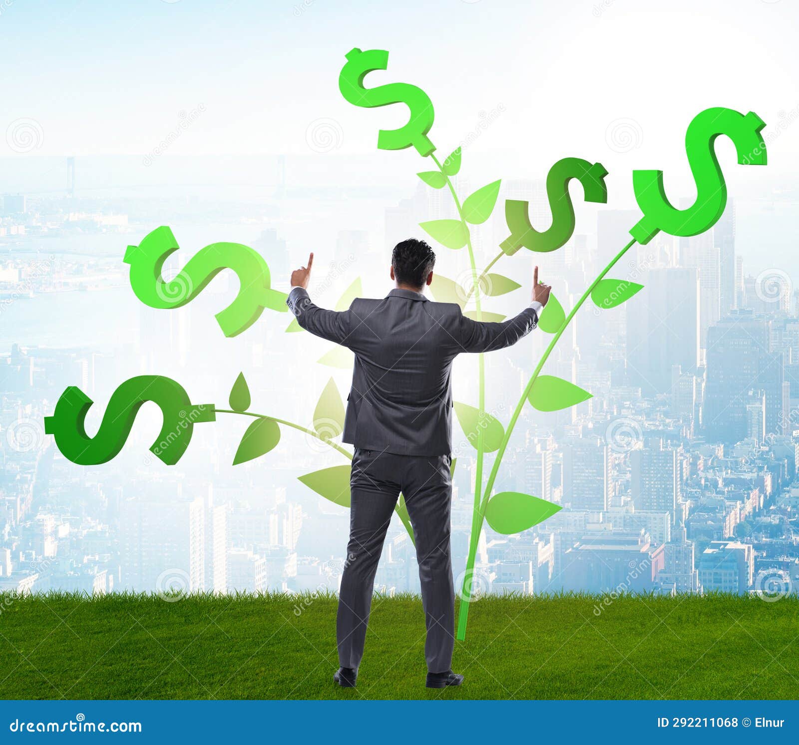 Money Tree Concept with Businessman in Growing Profits Stock Photo ...