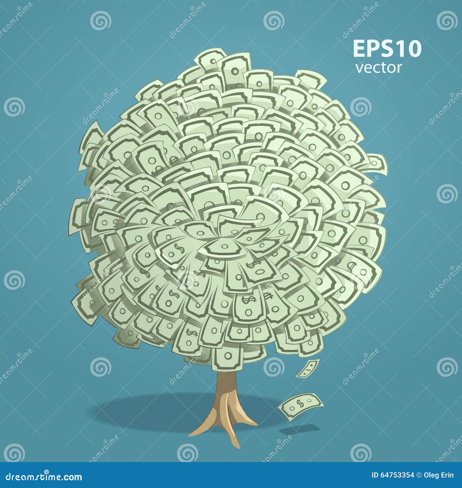 Money tree stock vector. Illustration of bill, dollar - 64753354