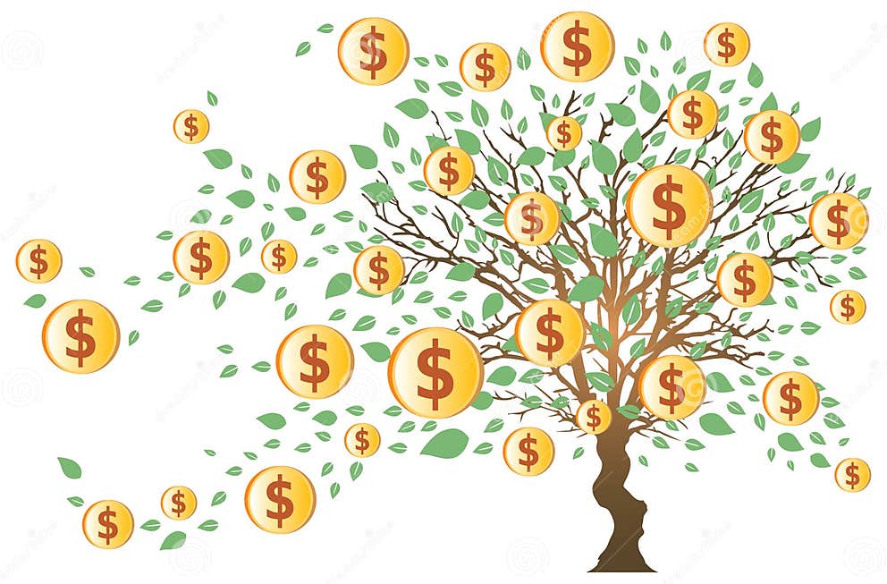 Money Tree with Dollars stock vector. Illustration of decorative - 13186043