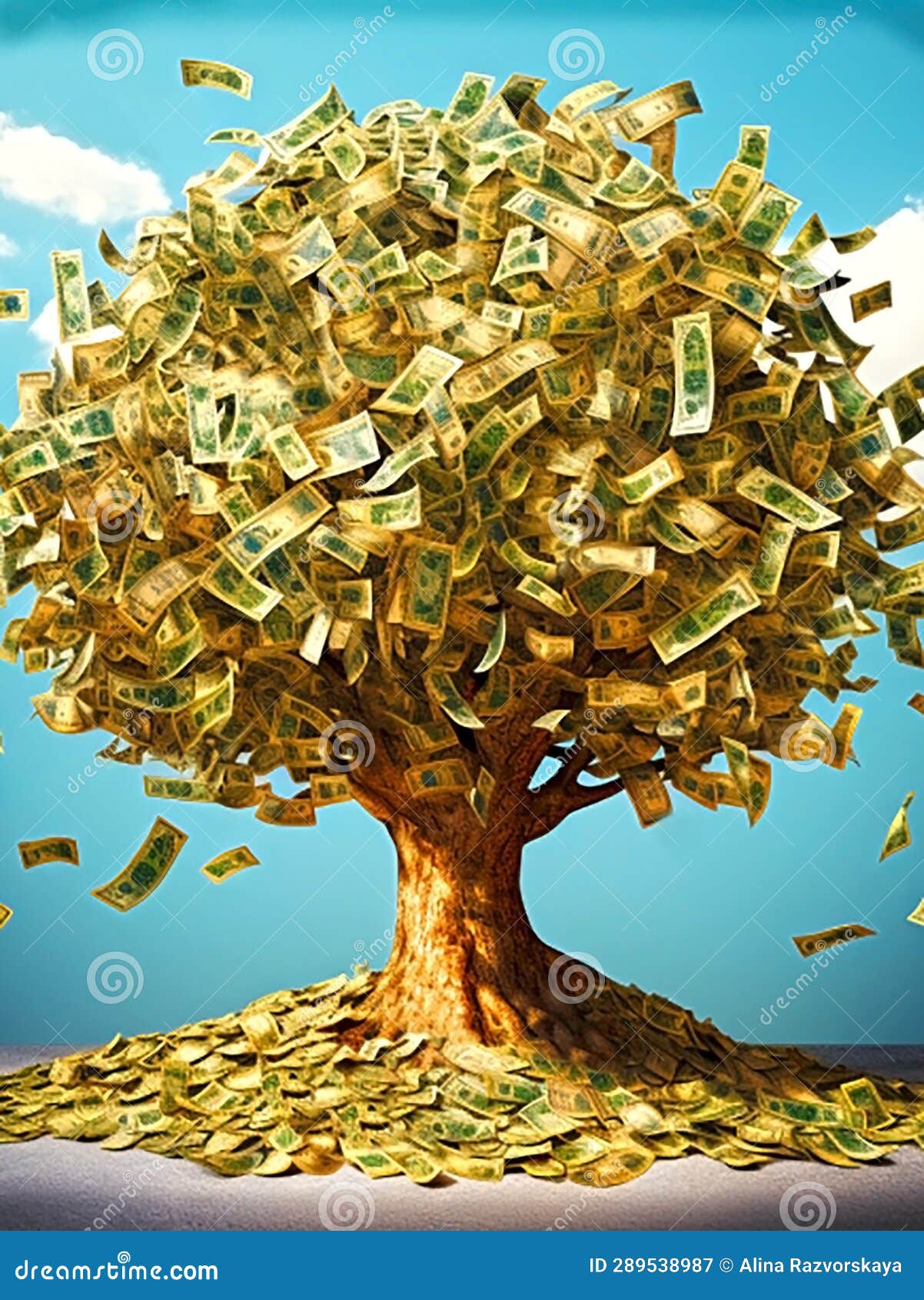 Money Tree of Dollars. Money Tree Concept with Room for Text , or Copy ...