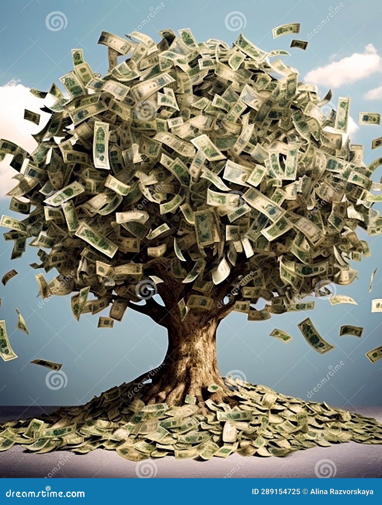 Money Tree of Dollars. Money Tree Concept with Room for Text , or Copy ...
