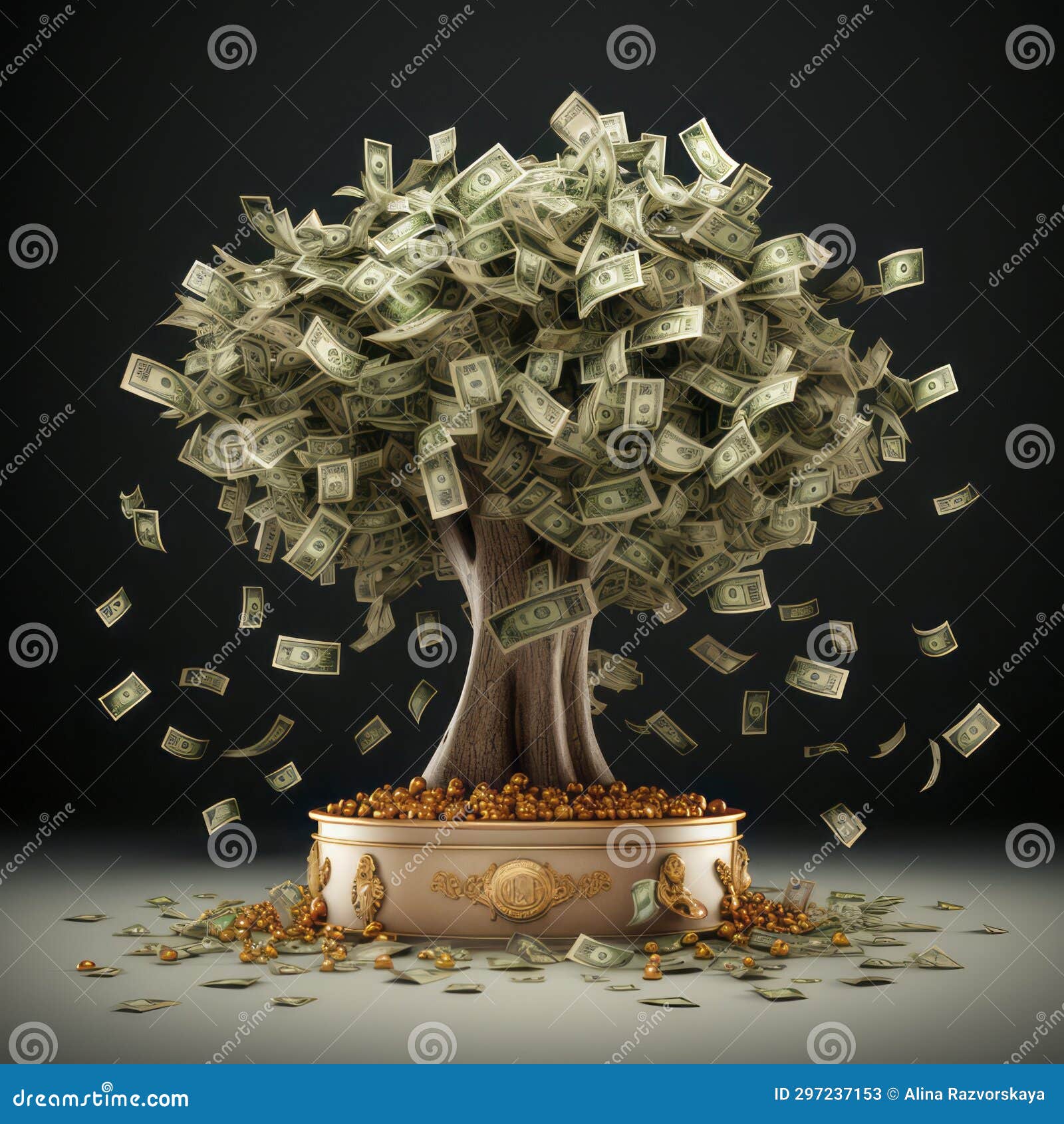 Money Tree of Dollars. Money Tree Concept with Room for Text or Copy ...