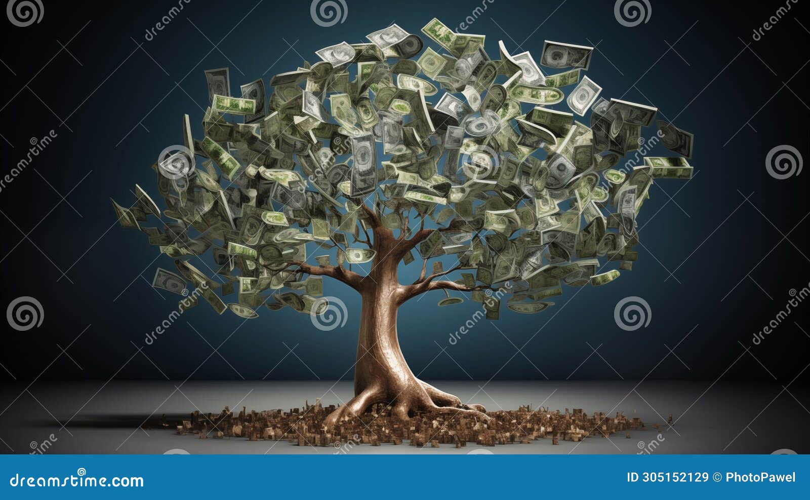 Money Tree with Dollars instead of Leaves Stock Illustration ...