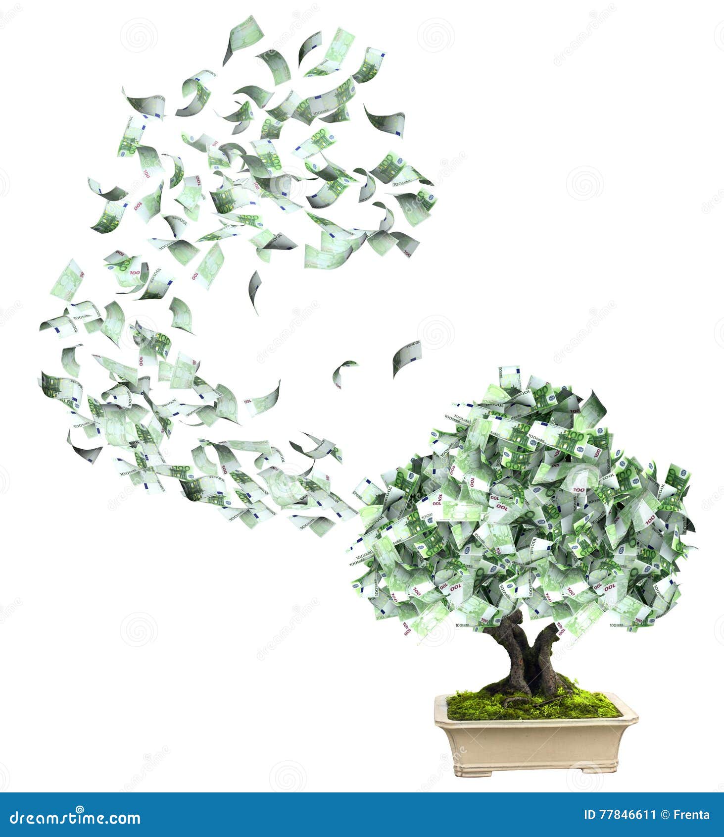 Money Tree with Euro Banknotes Stock Illustration - Illustration of ...